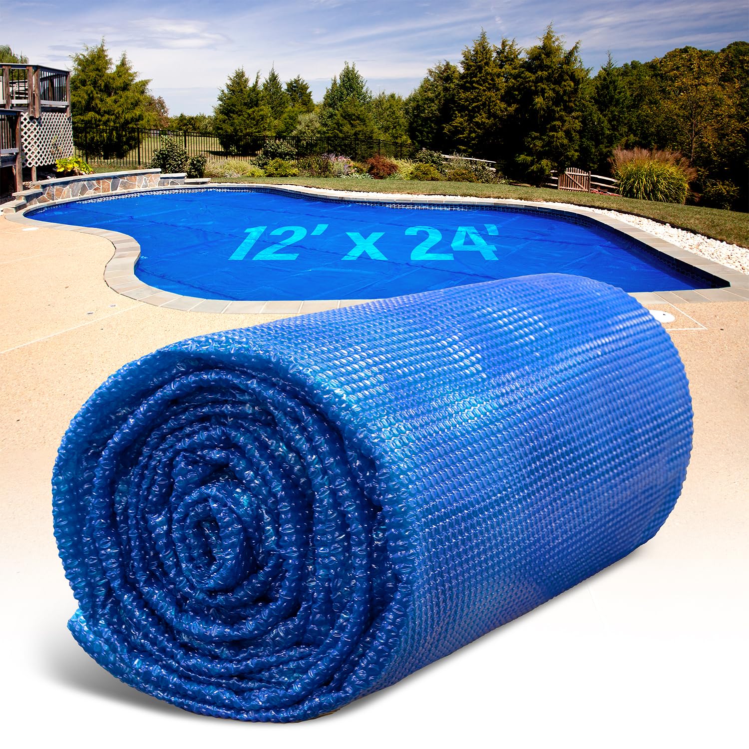 Amazon.com : Solar Pool Cover for Inground and Above Ground Pools - 12 ...