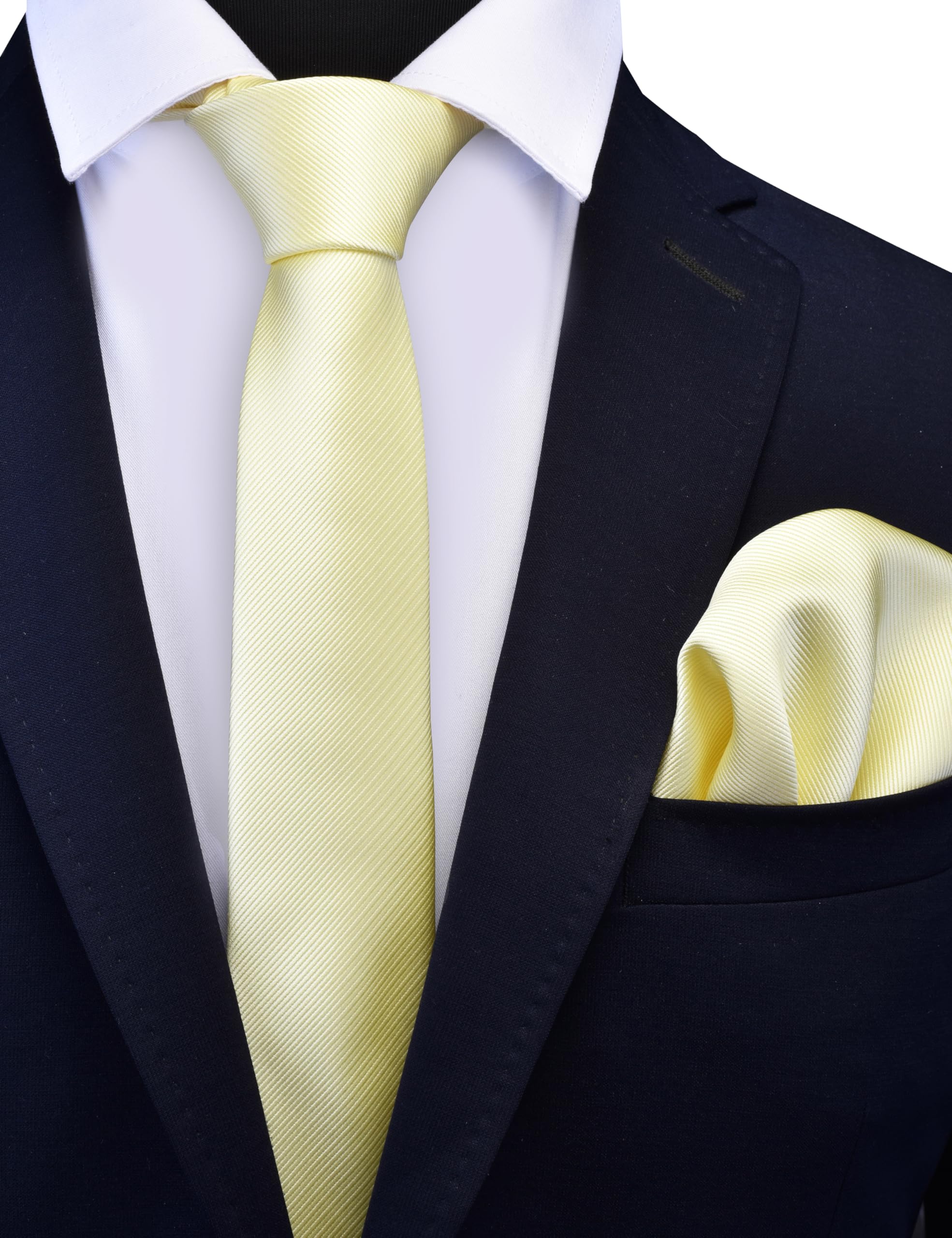 Snapklik.com : GUSLESON Light Yellow Tie For Men Solid Formal 6cm Slim ...