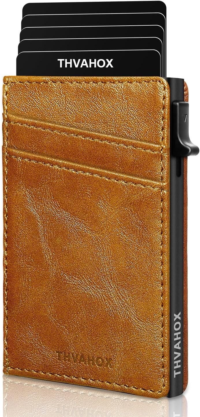 Amazon.com: THVAHOX Men's Pop Up Wallet - RFID Blocking Stealth Leather ...