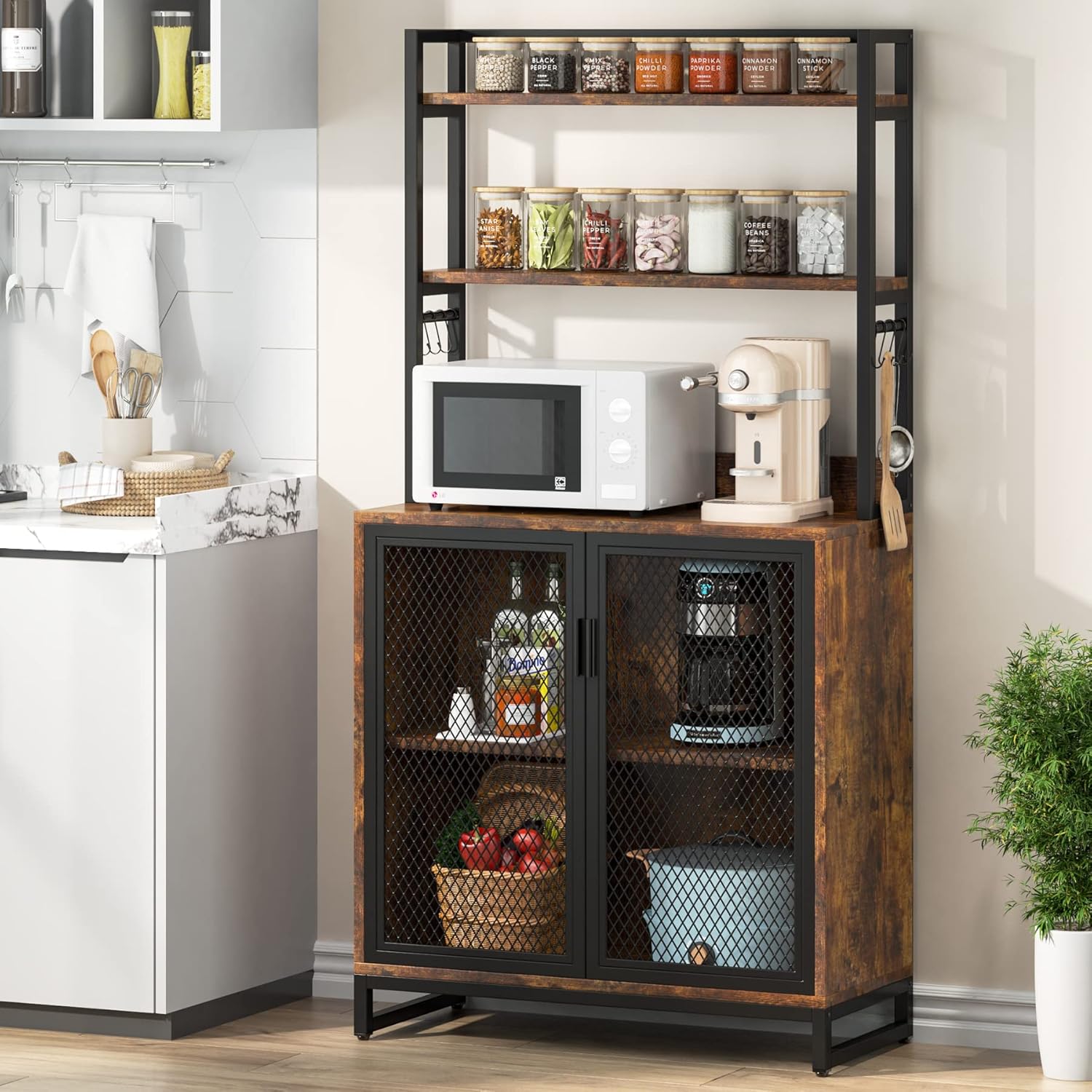 Amazon.com - Tribesigns Kitchen Bakers Rack with Hutch, 5 Tier Kitchen ...