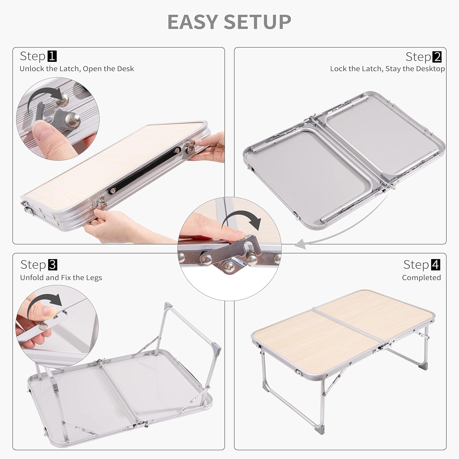 Robotime Laptop Stand Bed Table, Aluminum Portable Folding Laptop Desk ...