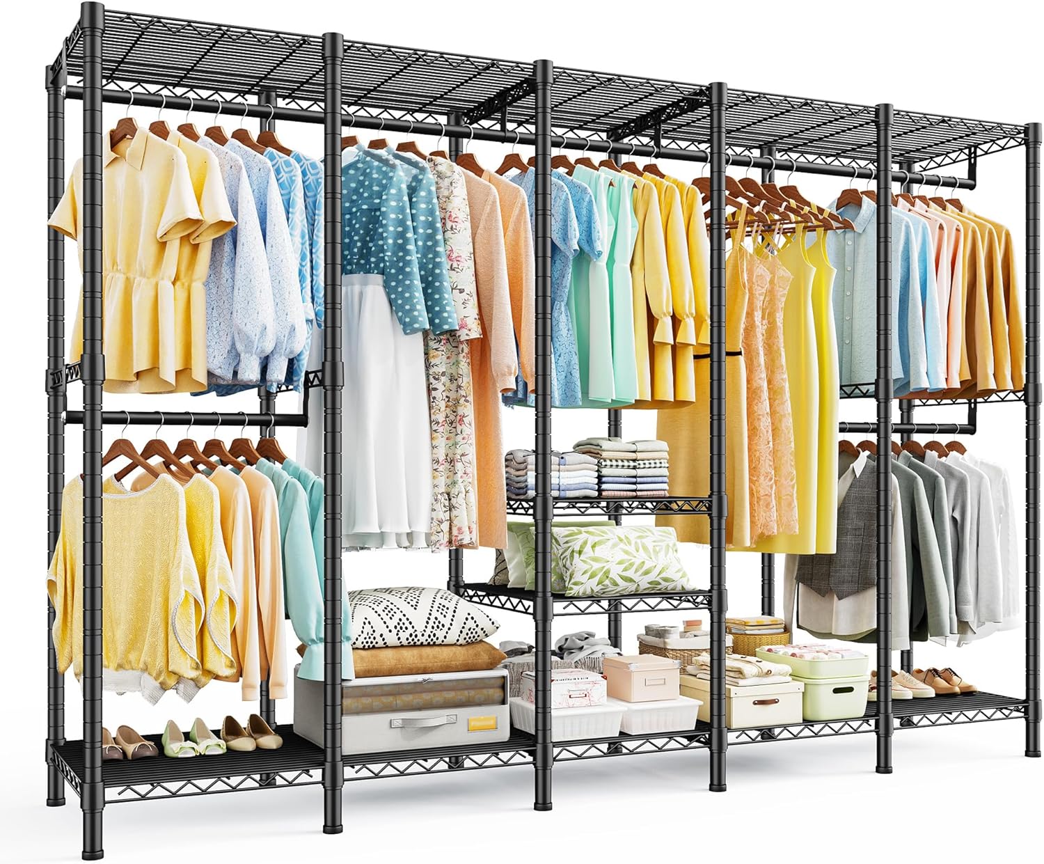 Amazon.com: Raybee 88.2" W Clothes Rack Heavy Duty Clothing Racks for ...