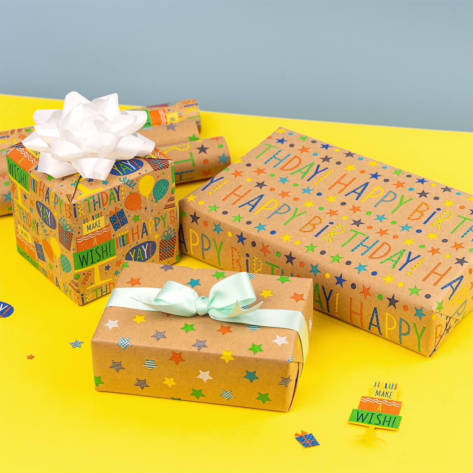 Snapklik.com : MAYPLUSS Kraft Birthday Wrapping Paper Roll - Mini Roll ...