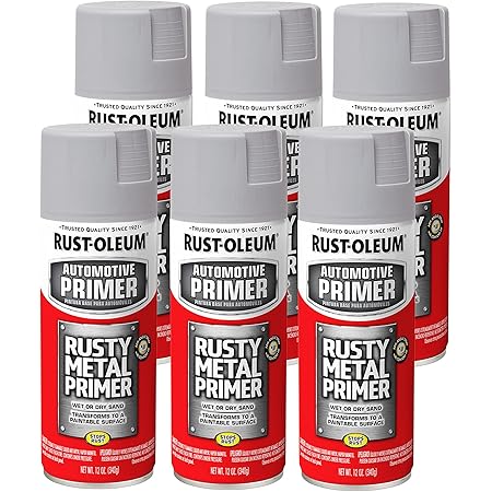 Rust-Oleum 249331-6PK Automotive Rusty Metal Primer Spray Paint, 12 oz ...