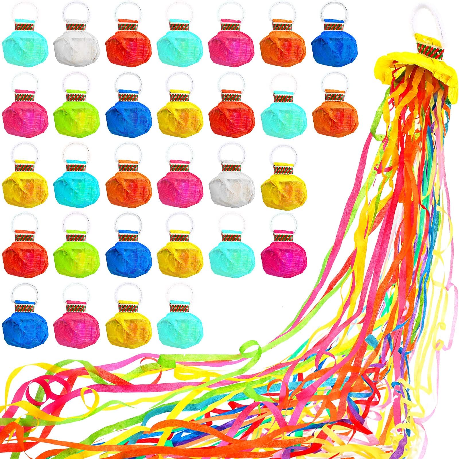 Amazon.com: Maui Mon 10 Pack Multi Color Hand Toss Streamers - No Mess ...
