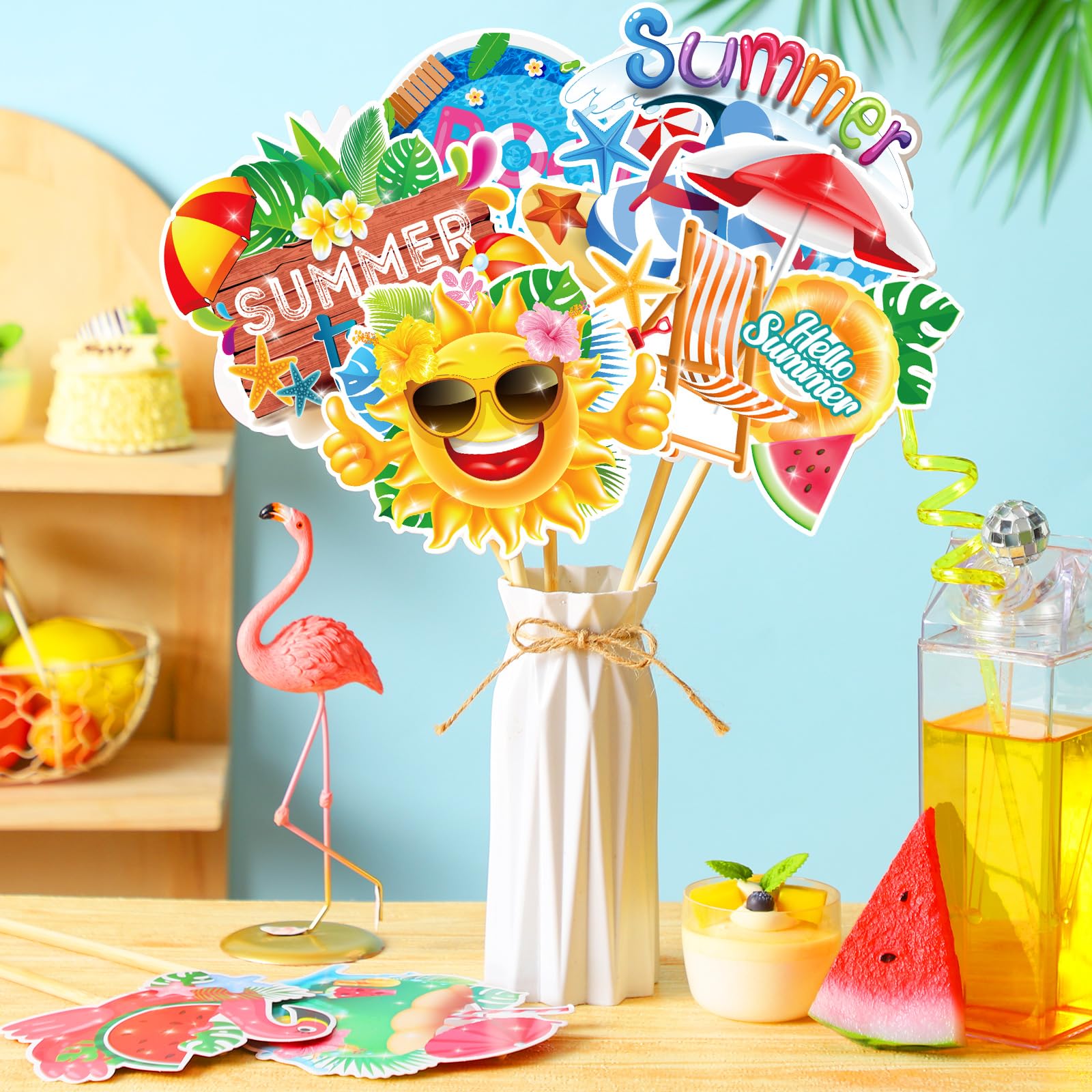 Snapklik.com : 36 Pcs Summer Pool Party Centerpiece Sticks Pool Theme ...
