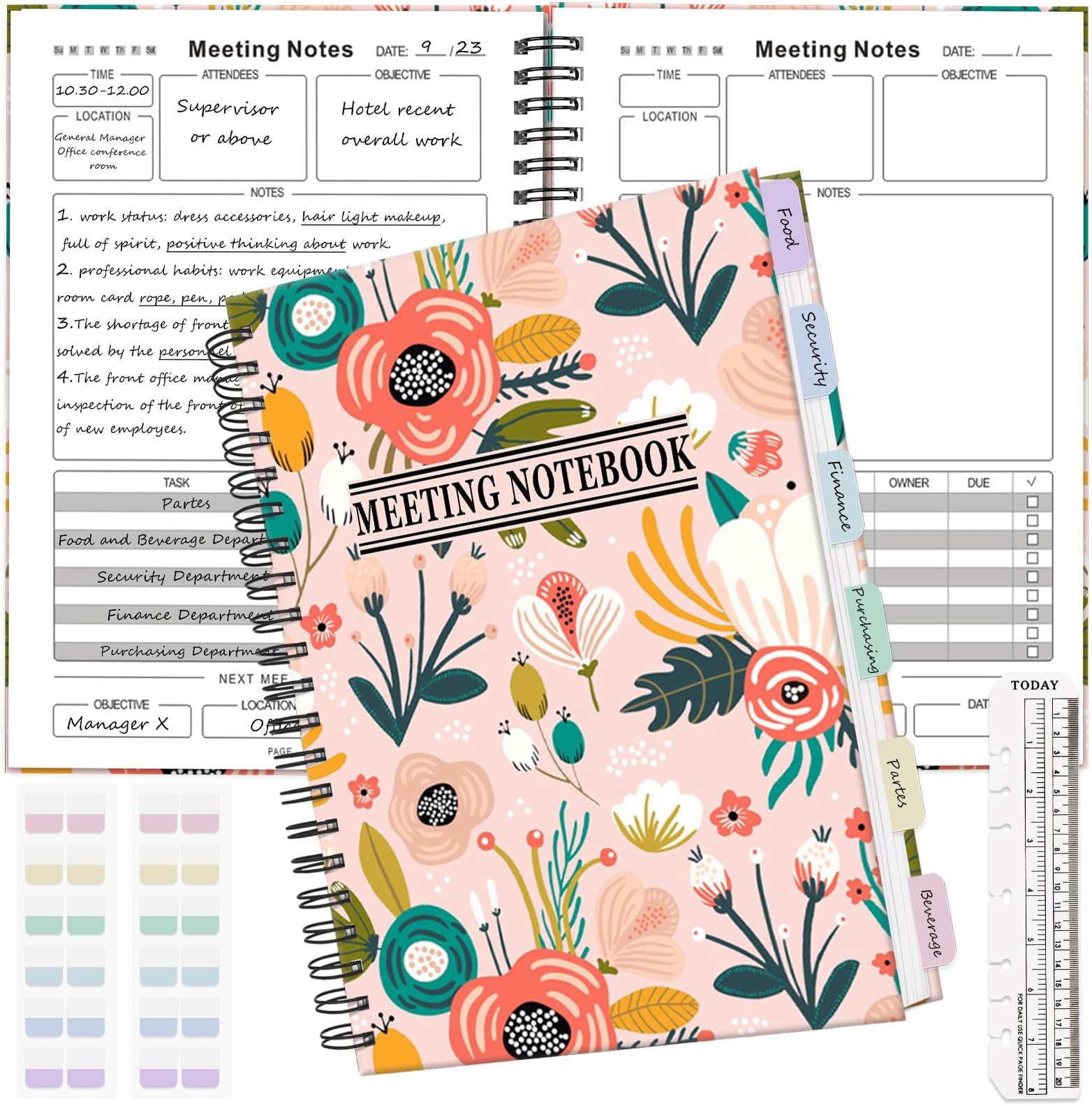 Amazon.com : YeeCASE Flower Meeting Notebook for Work, A4 Size Project ...