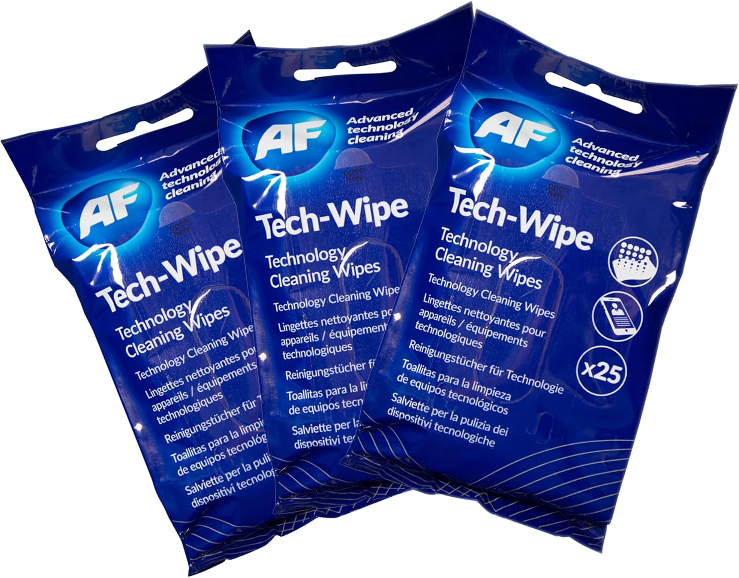 AF Tech Wipes - 3 Packs of 25 Pre Moistened Screen, Phone & Technology ...