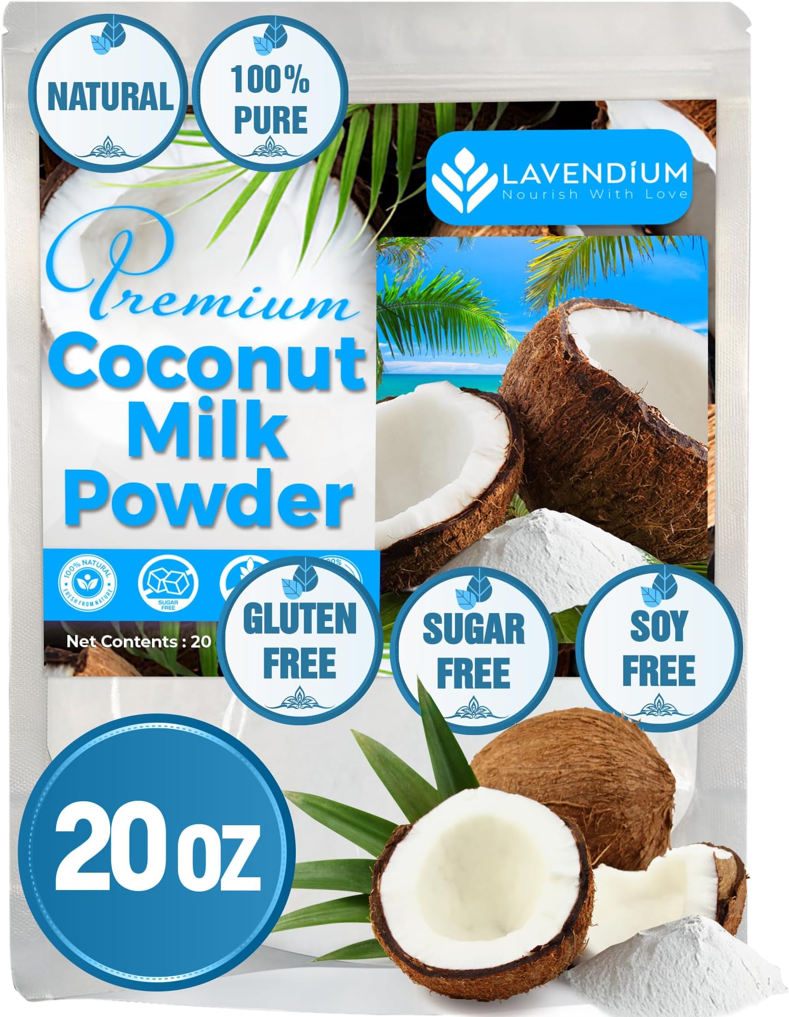 Amazon.com : 20oz (1.25 lbs) Coconut Milk Powder, 100% Natural & Pure ...