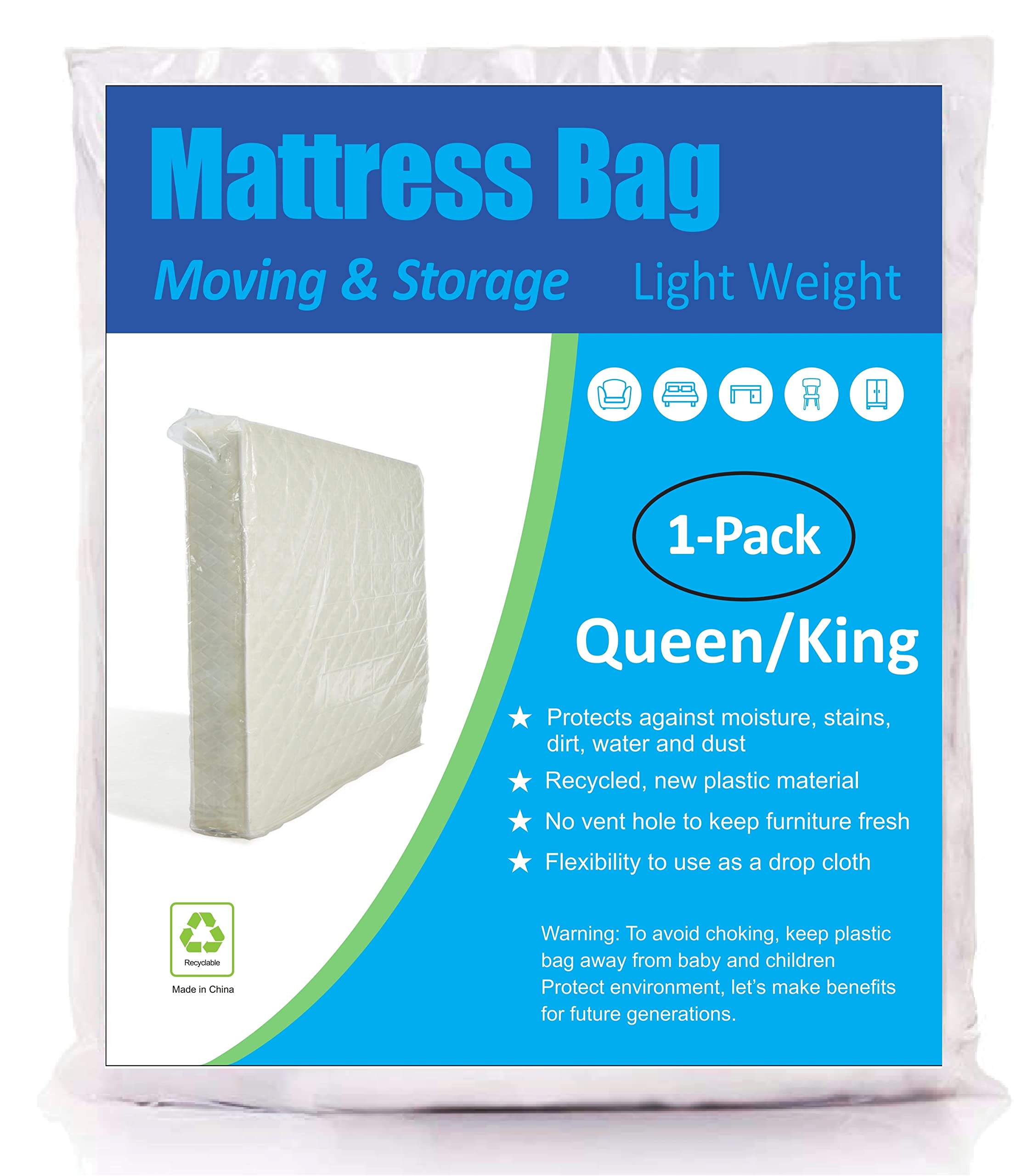 Amazon.com: ComfortHome Mattress Bag for Moving and Storage, Fits Queen ...