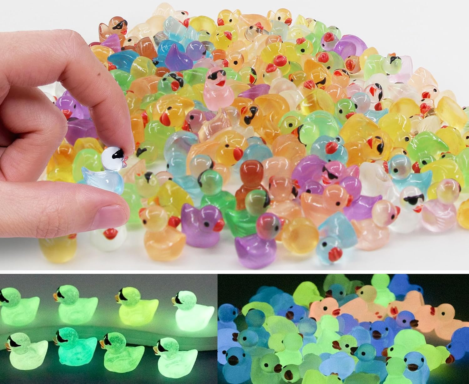Amazon.com: SparkleFab 150 Pcs Mini Resin Ducks in 2 Styles Luminous ...