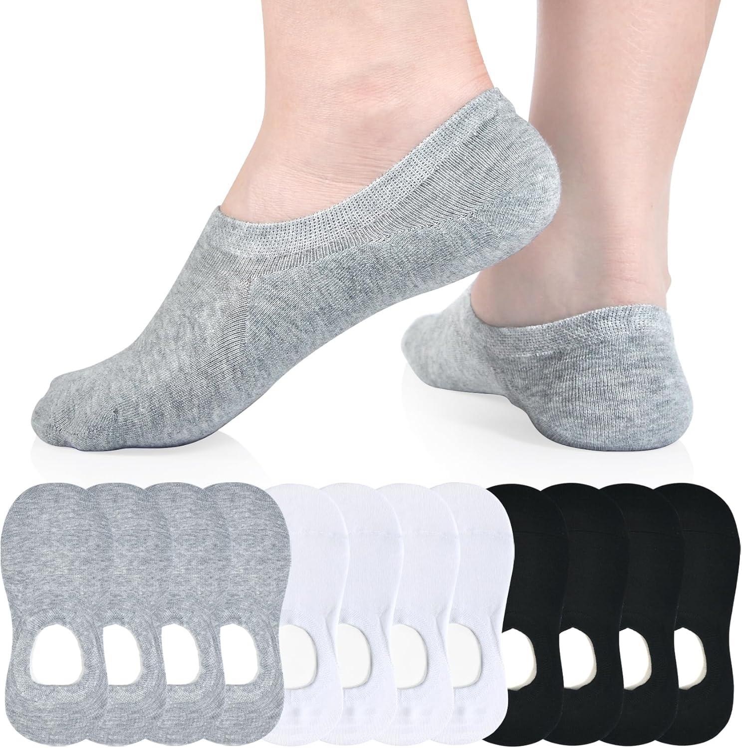 Amazon.com: No Show Socks Womens Non Slip Socks Men Cotton Short Low ...