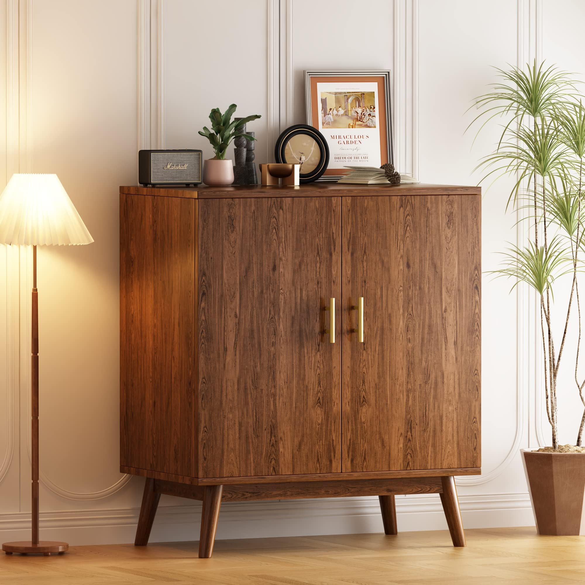 Amazon.com: Alpine Furniture Flynn Bar Cabinet, Brown : Home & Kitchen