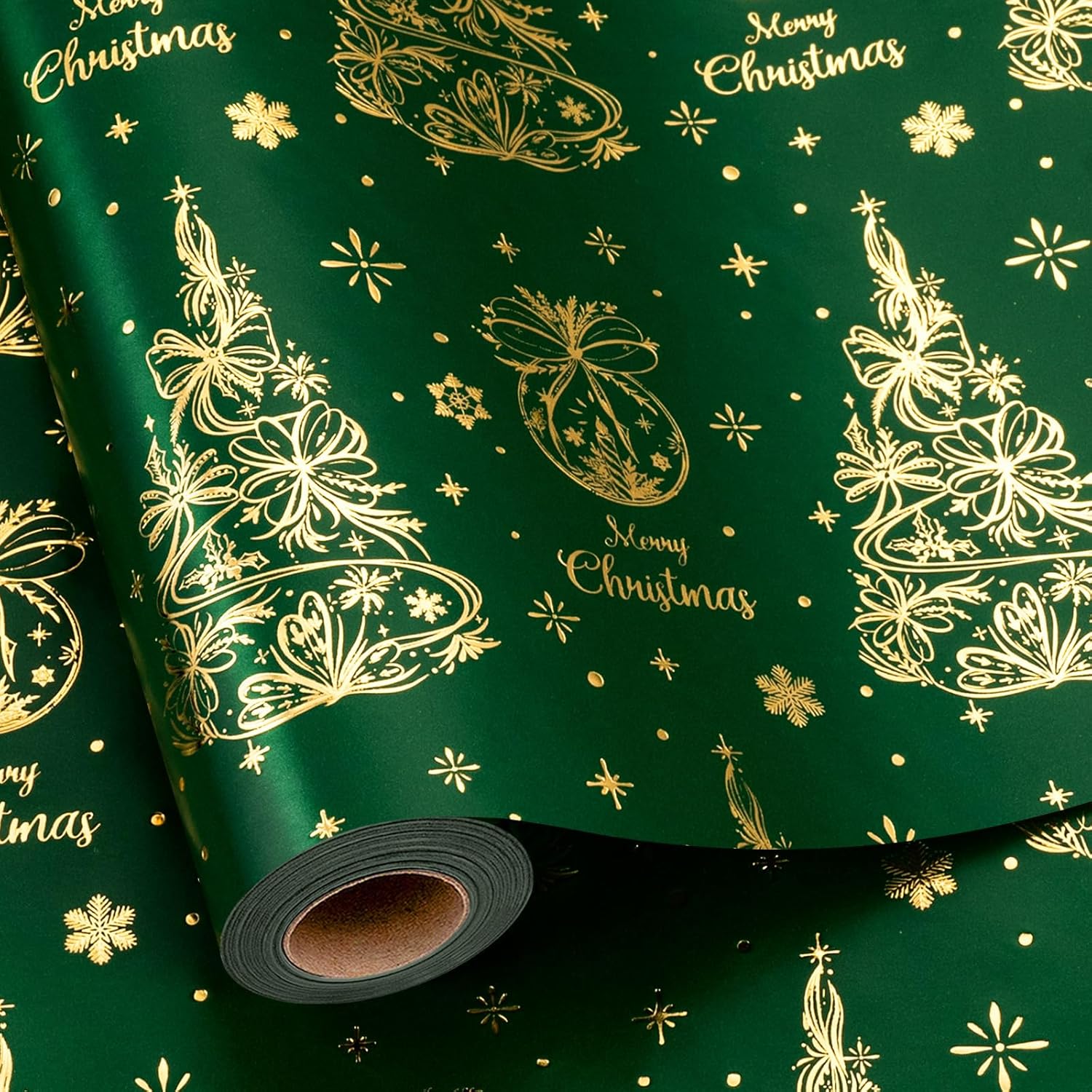 Amazon.com: MAYPLUSS Green Christmas Wrapping Paper, Green Trees ...