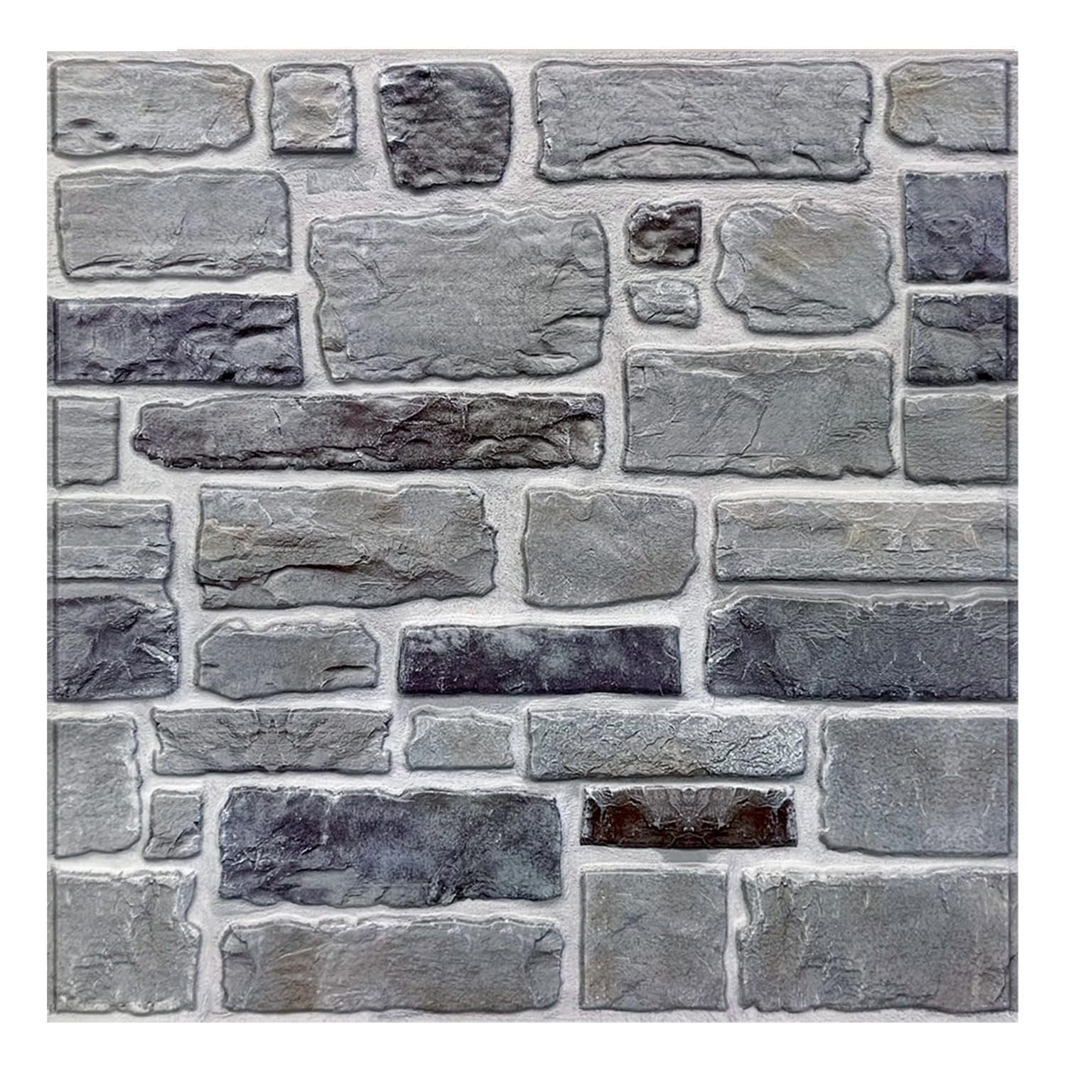 COMSTICKC 10 Pcs 3D Gray Faux Stone Wall Panel, Peel and Stick Stone ...