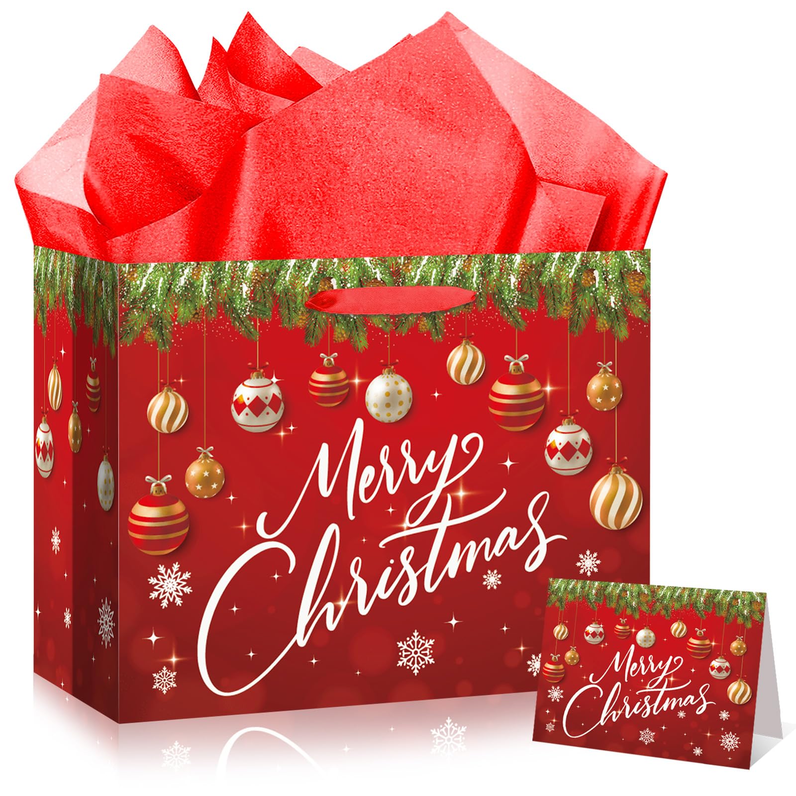 Amazon.com: Large Christmas Gift Bags Red Merry Christmas Goodies Bags ...
