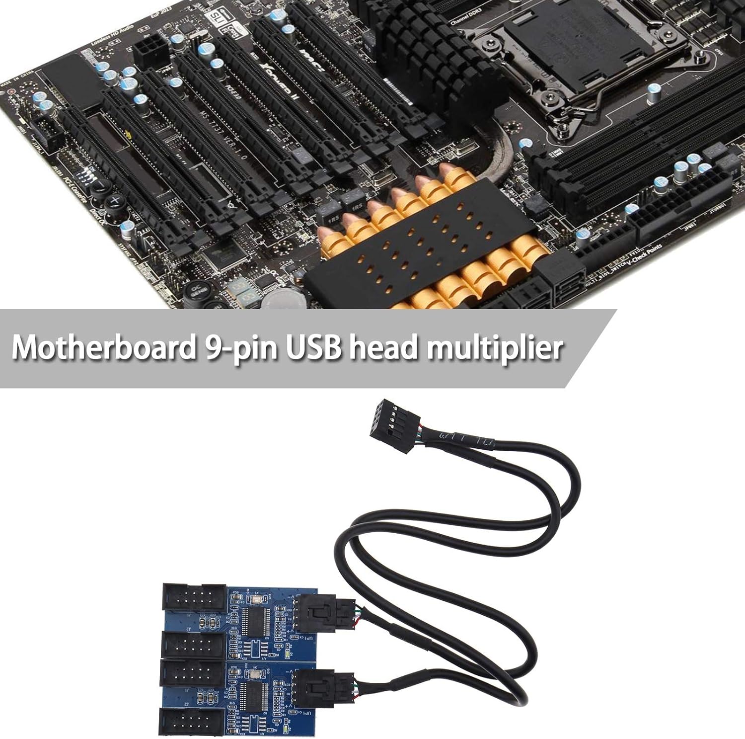 EMSea Motherboard 9 Pin USB Header Multiplier USB 2.0 1 Male to 4 Port ...