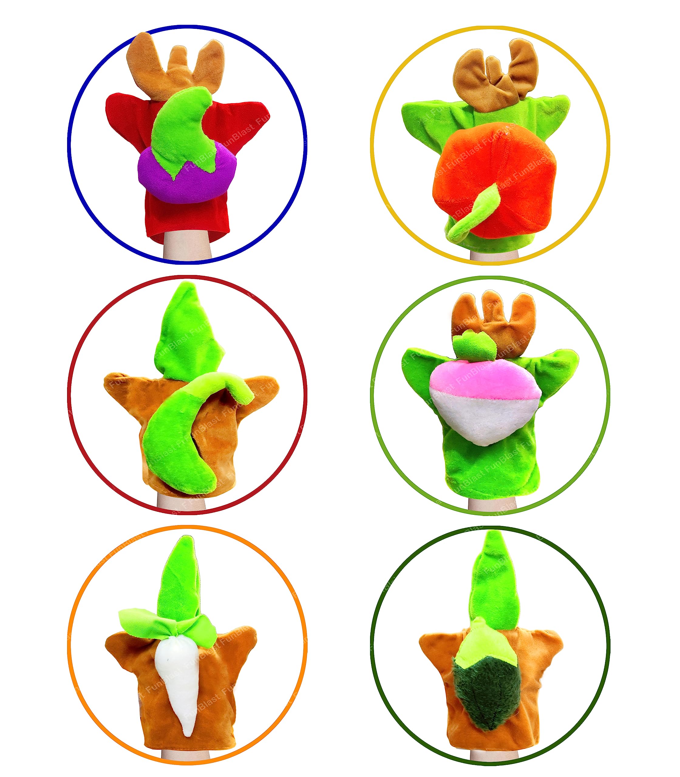Buy FunBlast Vegetable Hand Puppet for Kids – 6 Pcs Soft Hand Puppets ...