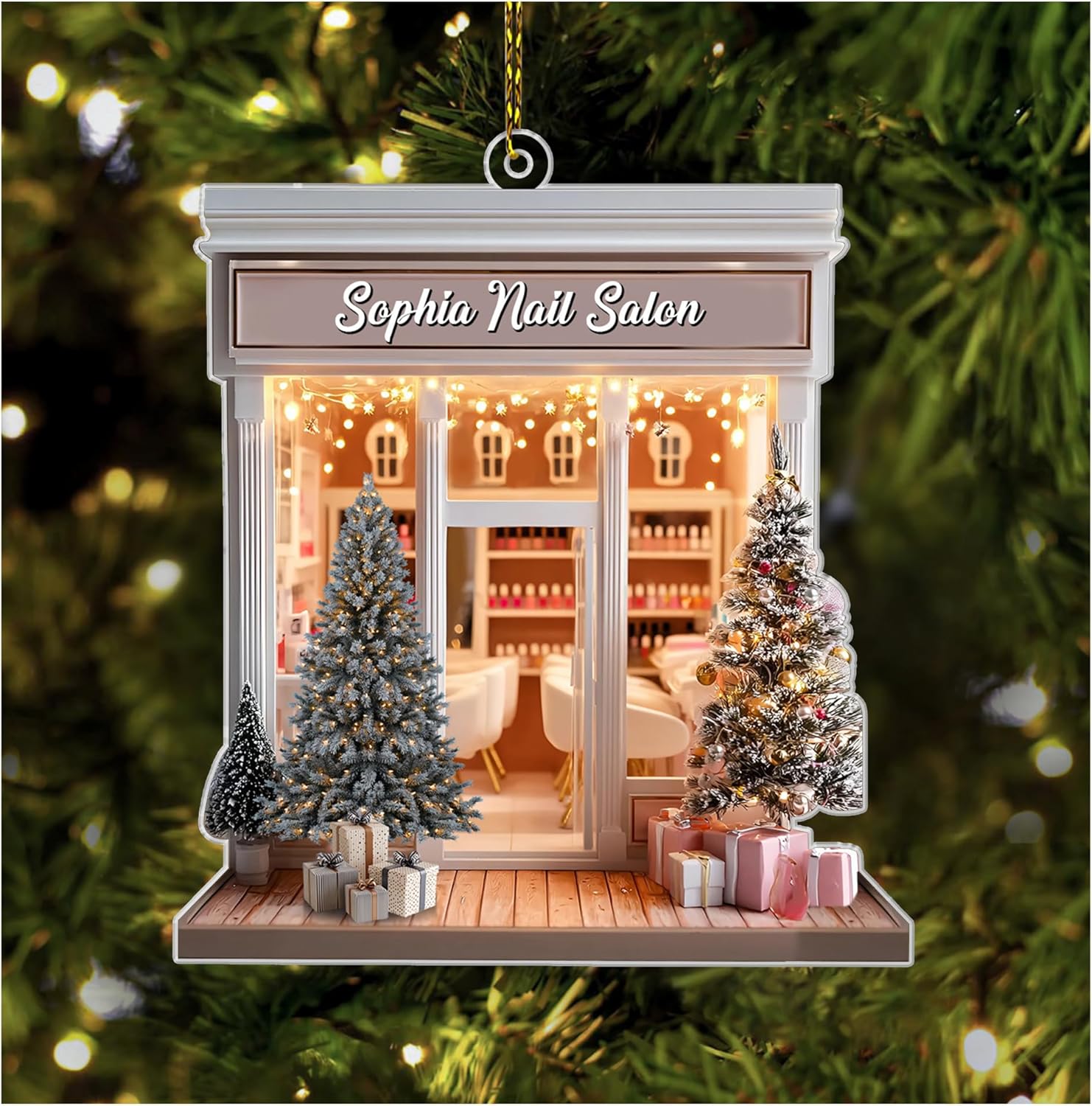 Amazon.com: Hyturtle Personalized Nail Salon 2D Flat Christmas Ornament ...