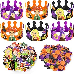 Amazon.com: AnyDesign 156Pcs Halloween Crown Craft Kit with Hocus Pocus ...