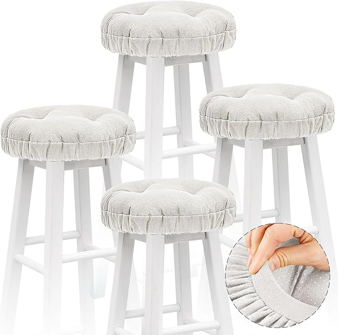 Amazon.com: Marsui 4 Pieces Soft Stool Covers Round Bar Stool Cushions ...
