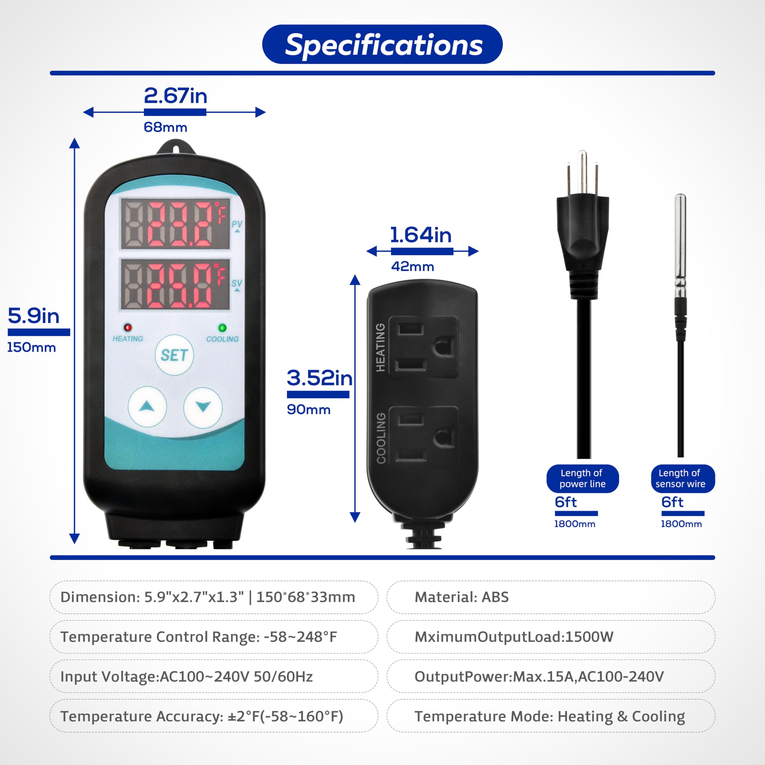 Snapklik.com : Digital Temperature Controller,Dual Digital Temperature ...