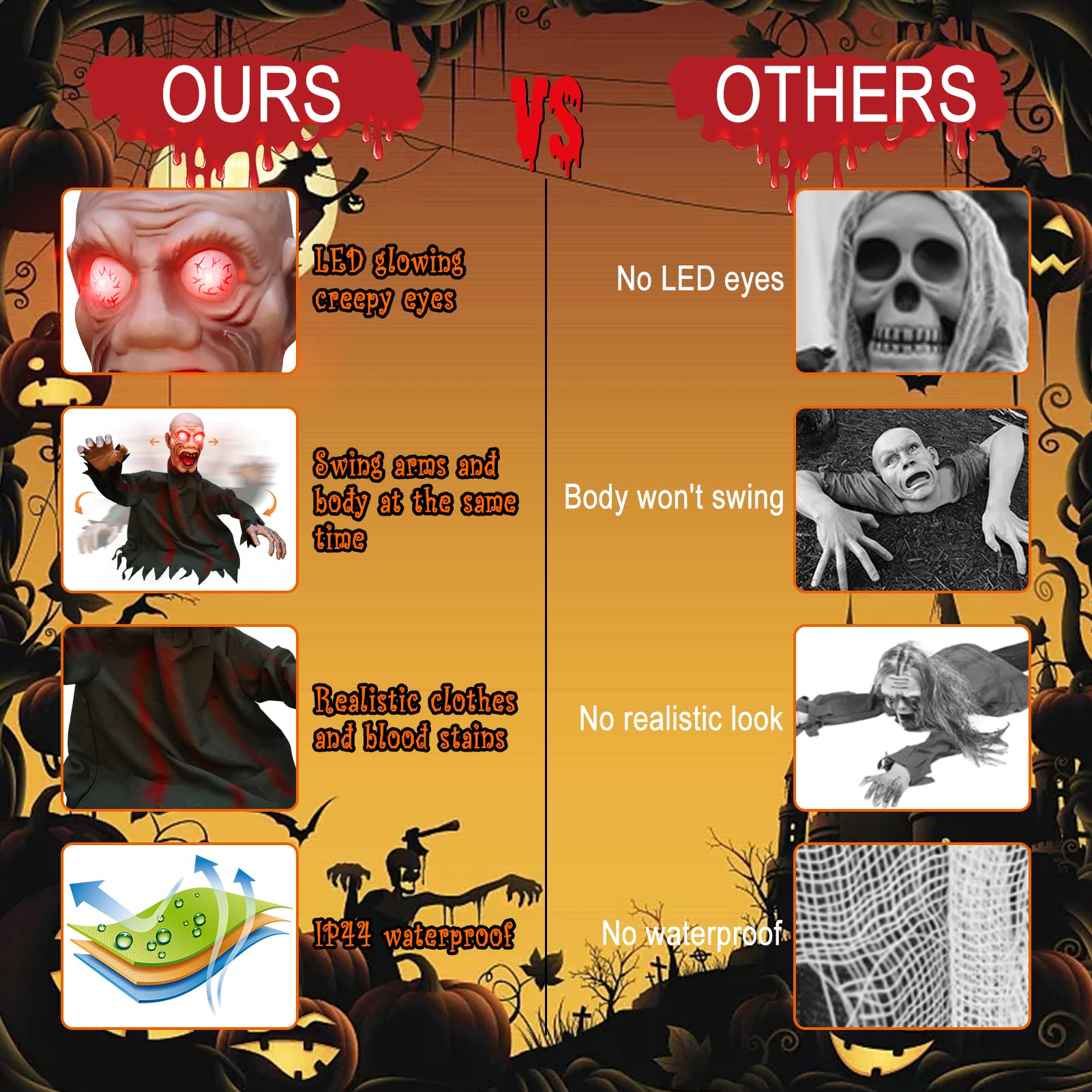 Animated Halloween Decorations Outdoor Scary Groundbreaker Zombie Props ...