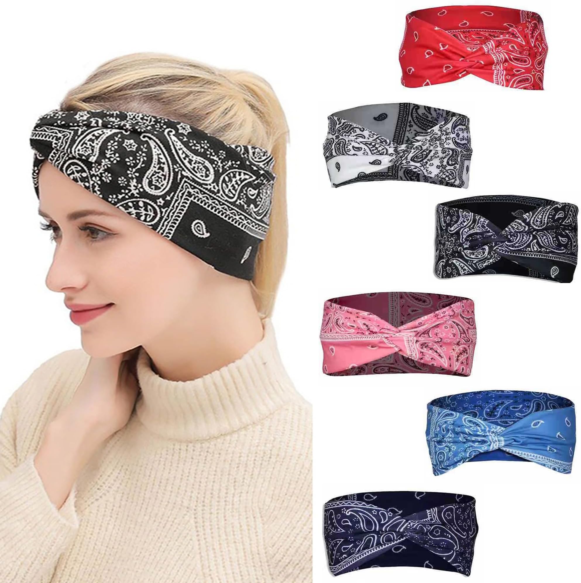 Amazon.com : YONUF Fashion Headbands For Women Wide Headband Yoga ...