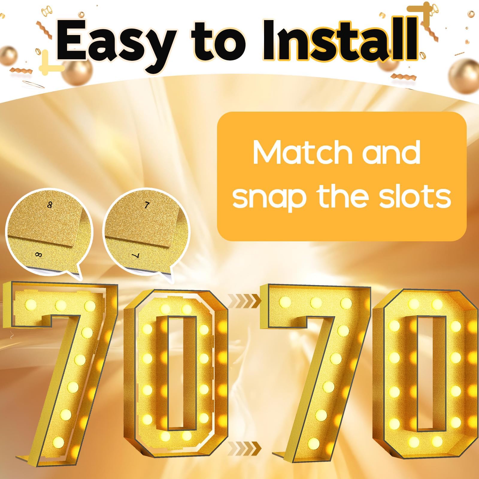 Snapklik.com : Light Up Numbers 70, 4FT Light Up Numbers Number 70 ...