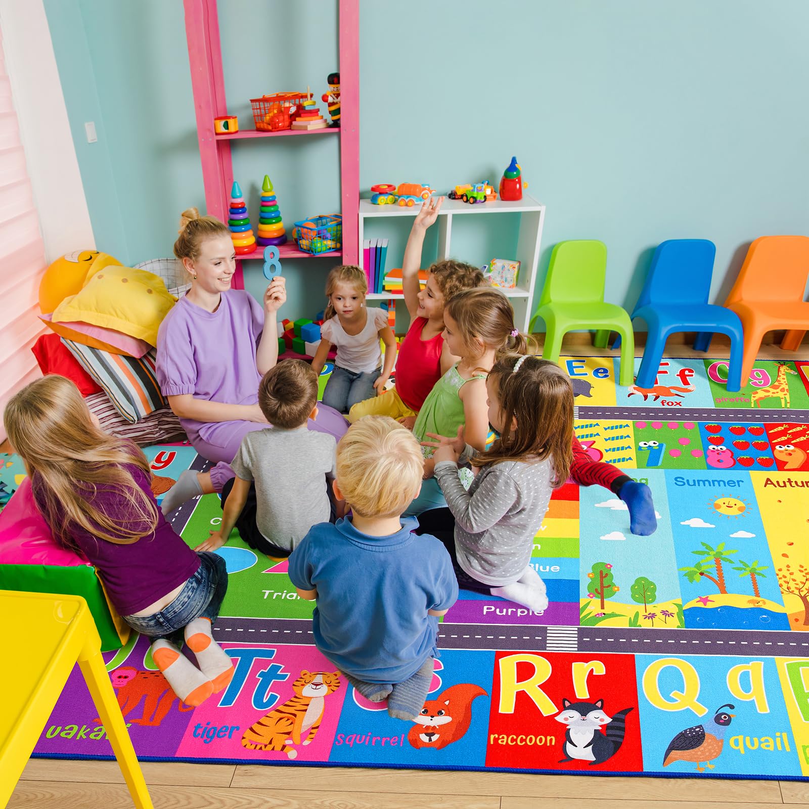 Snapklik.com : Kids Rug, 9x12 Large Educational Rugs For Classroom Kids ...
