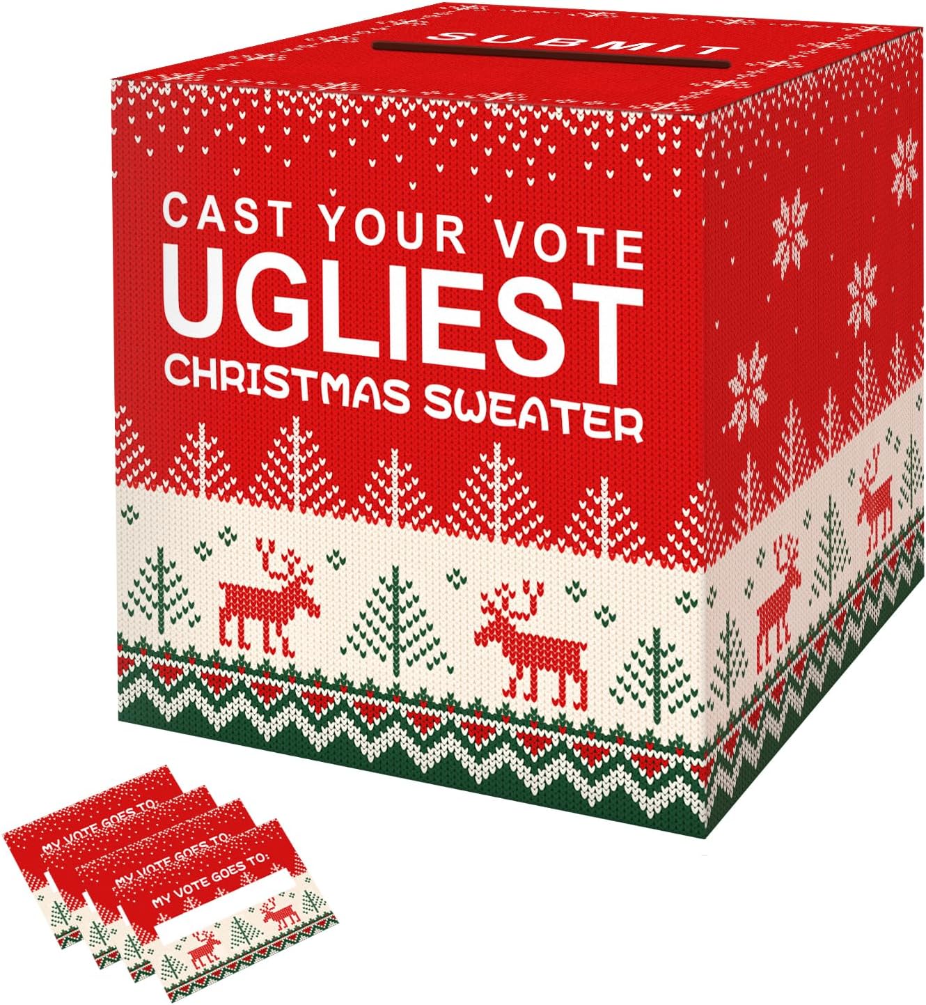 Amazon.com: QIKSION Ugly Sweater Contest Ballot Box, Voting Cards Box ...