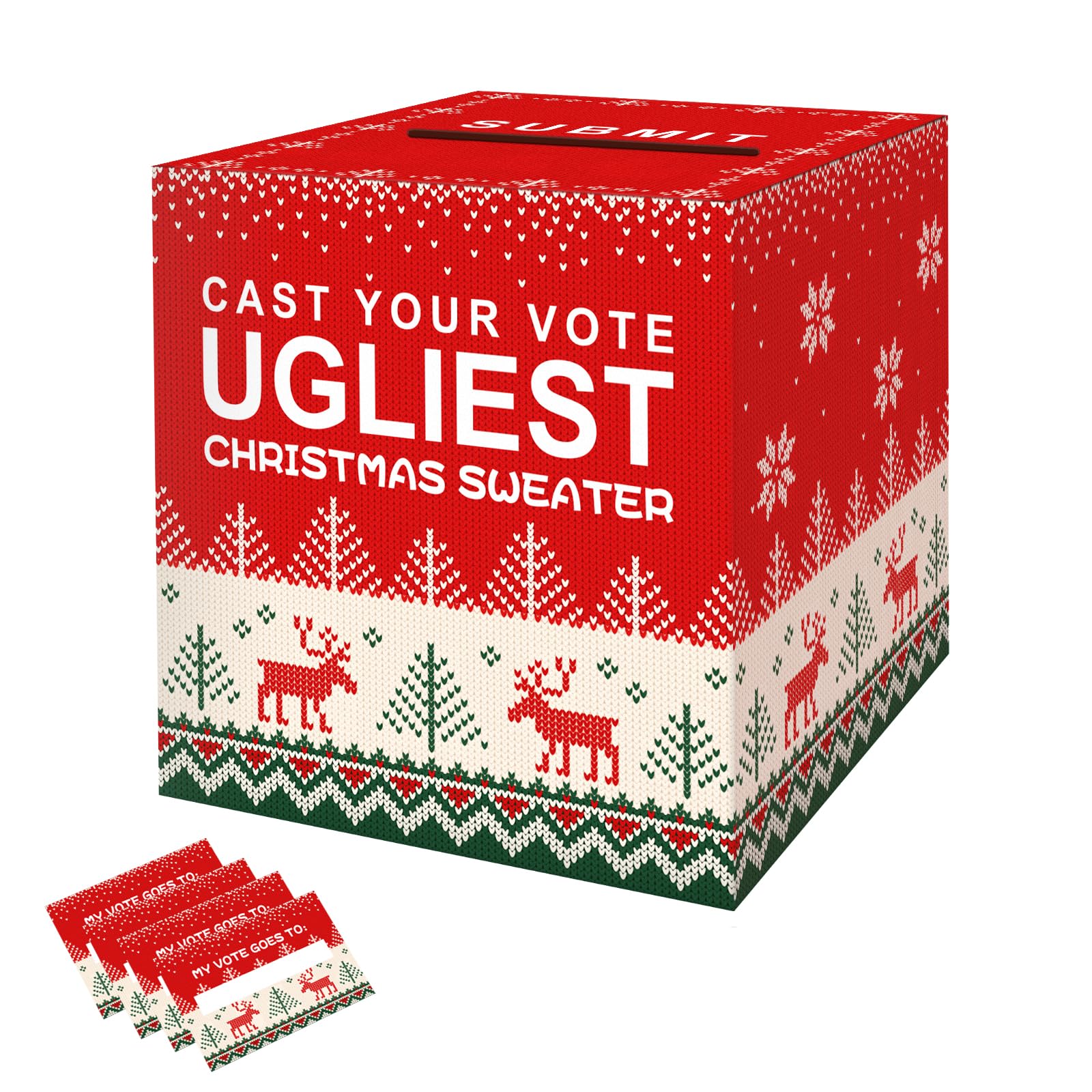 Amazon.com: QIKSION Ugly Sweater Contest Ballot Box, Voting Cards Box ...