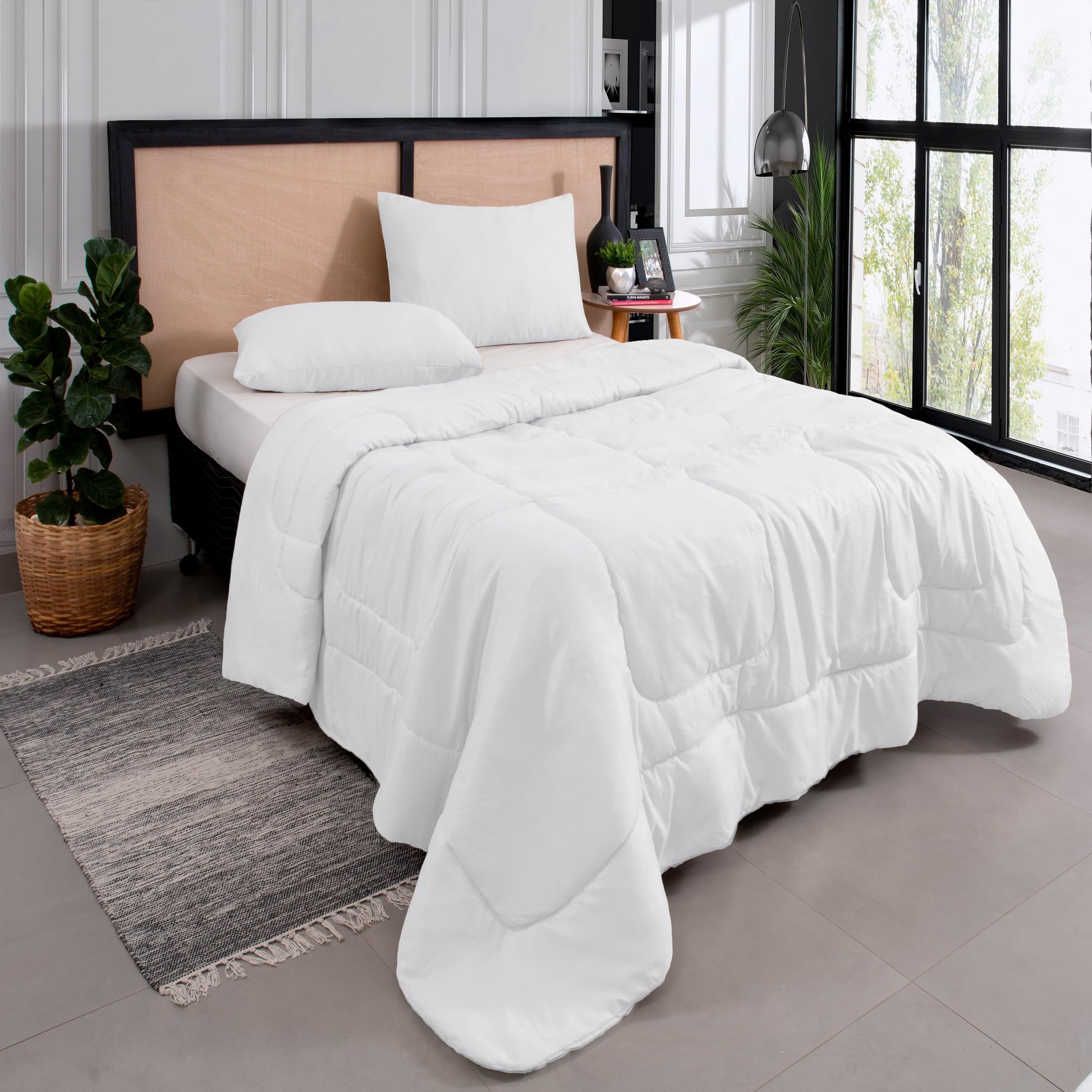 Kit Edredom Casal Queen 3 Peças Margarida Cama Box Cor:Branco | Amazon ...
