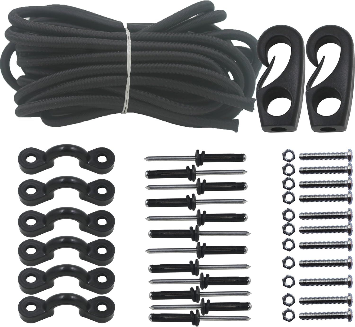 YYST Sit – in Kayak Bungee Rigging Kit 8 Feet Black with Screws and ...
