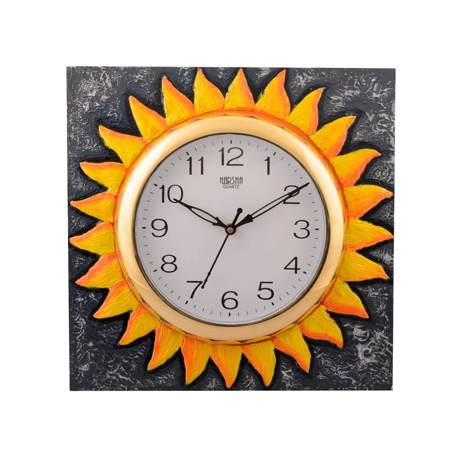 Buy eCraftIndia Glorious Sun Design Artistic Wooden Wall Clock (30 cm x ...