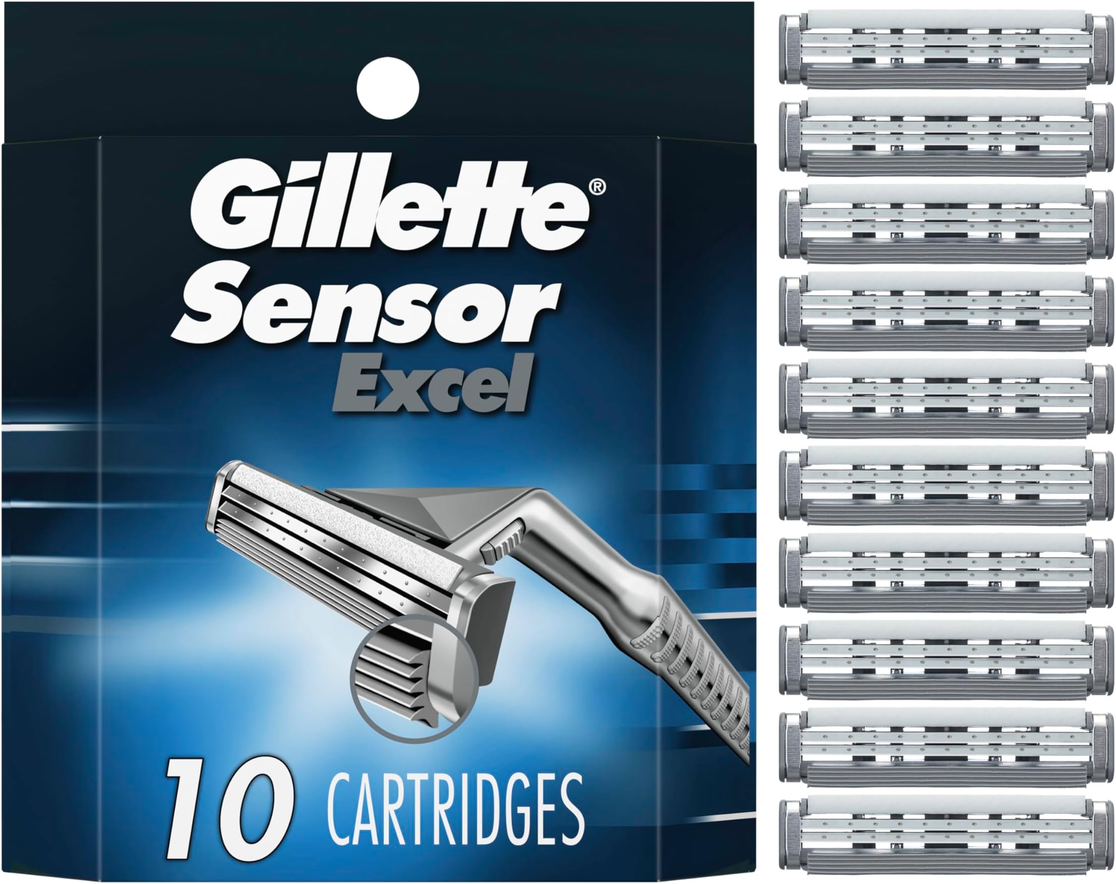 Amazon.com: Gillette Sensor Excel Men's Razor Blade Refills, 10 Count ...