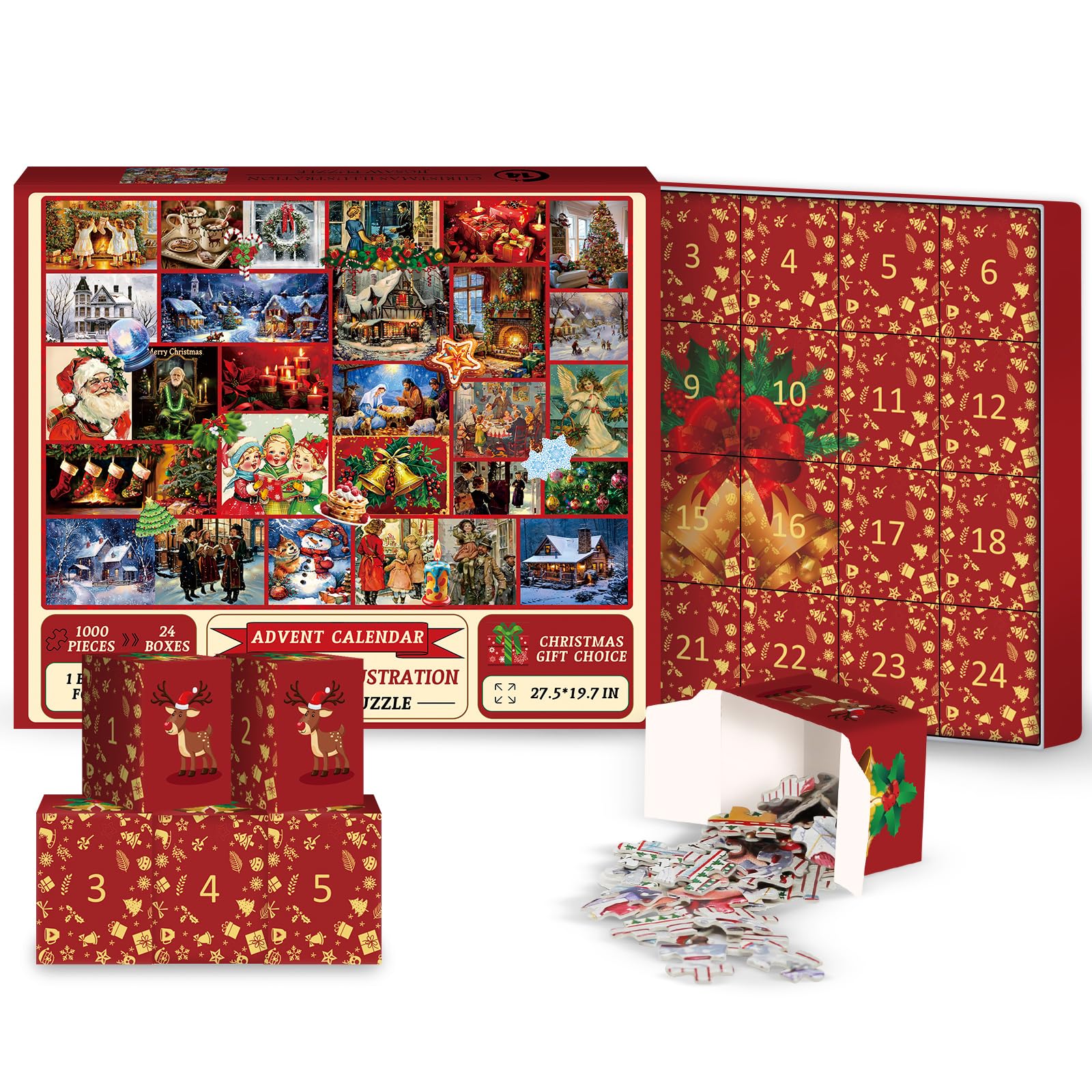 Amazon.com: Christmas Advent Calendar Jigsaw Puzzle 1000 Piece for ...