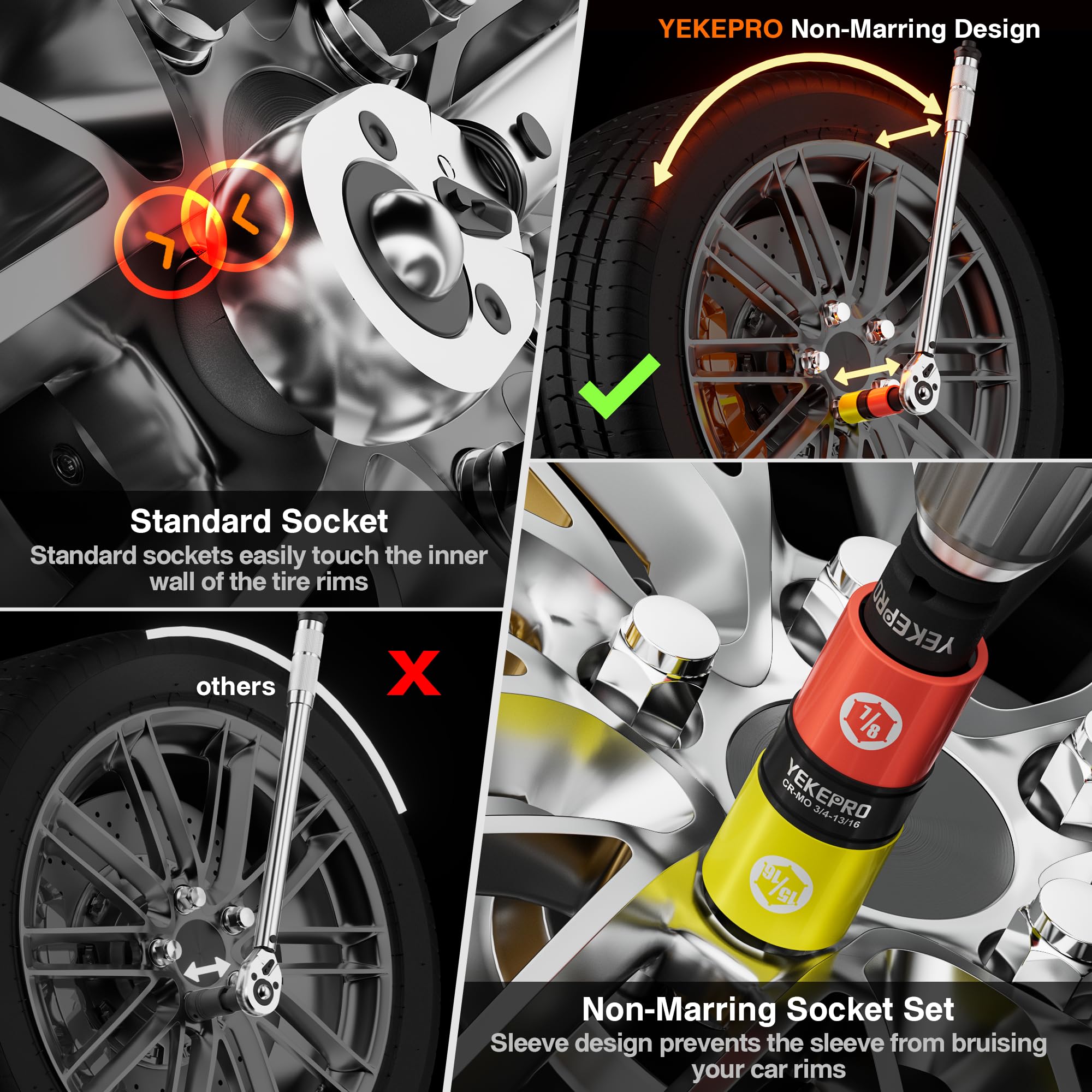 Snapklik.com : Lug Nut Socket Set, 8 Size 1/2-Inch Drive Wheel Impact ...