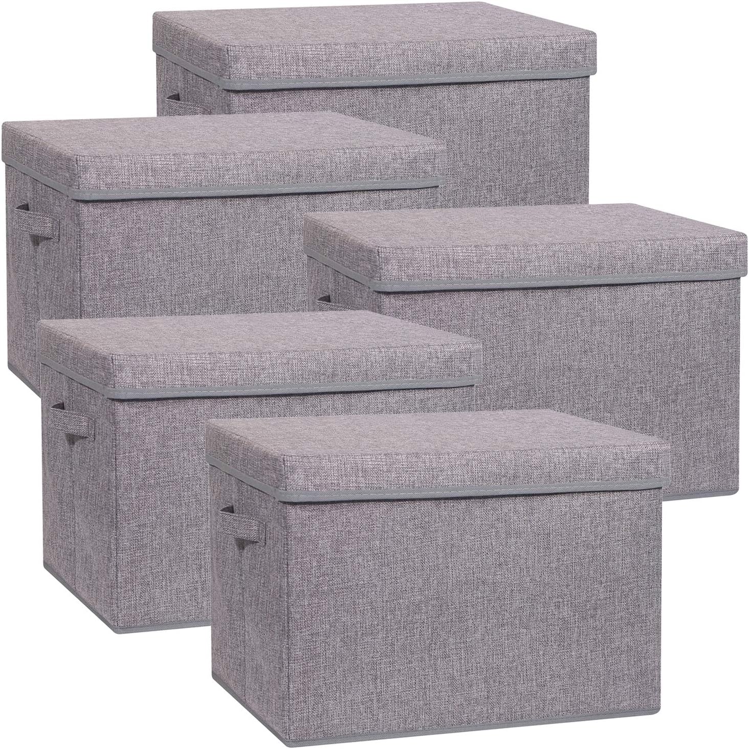 Amazon.com: TENABORT 5 Pack Large Foldable Storage Box with Lids Fabric ...