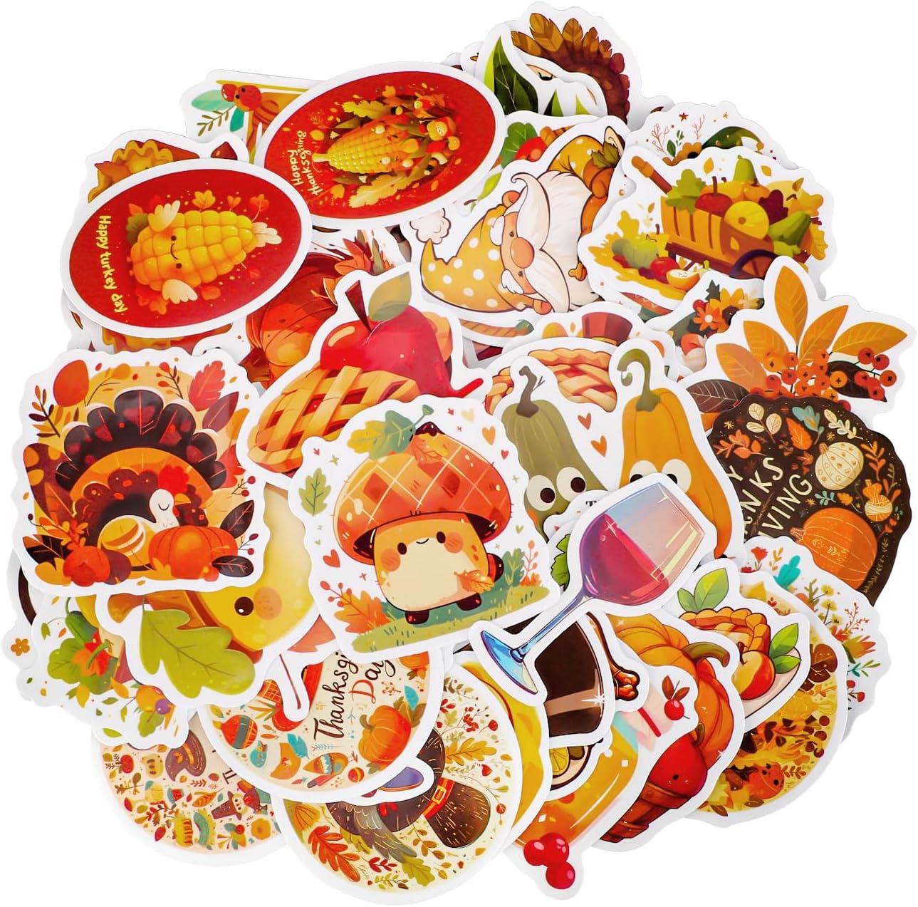 Amazon.com: YUJUN 50 PCS Thanksgiving Fall Stickers, Autumn Pumpkin ...
