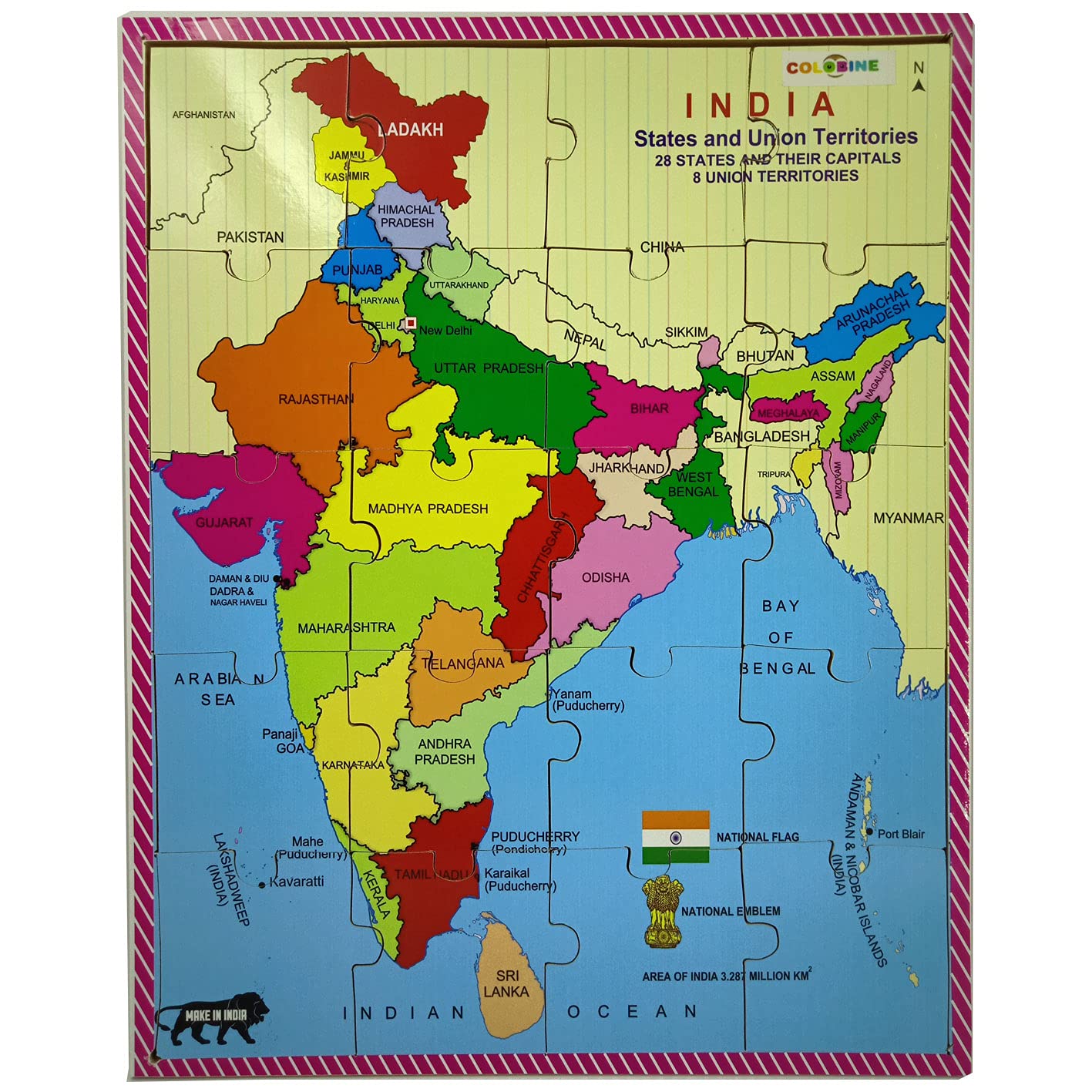 Buy Colobine India Wooden Puzzles|Educational Toy for Kids Learning|for ...