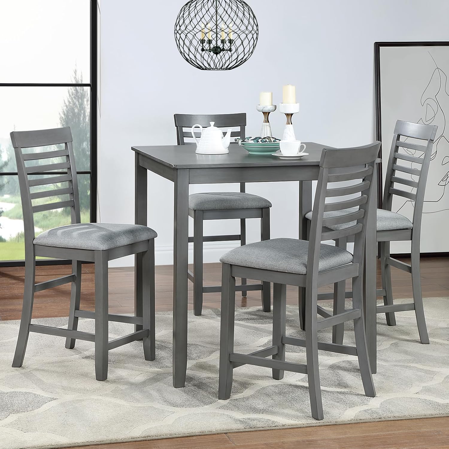 Amazon.com - LUMISOL 5 Piece Dining Table Set, Farmhouse Counter Height ...