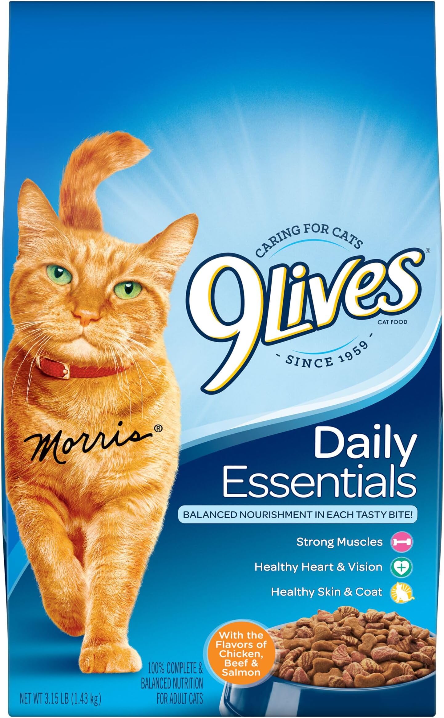 Amazon.com : 9Lives Daily Essentials Dry Cat Food With Chicken, Beef ...