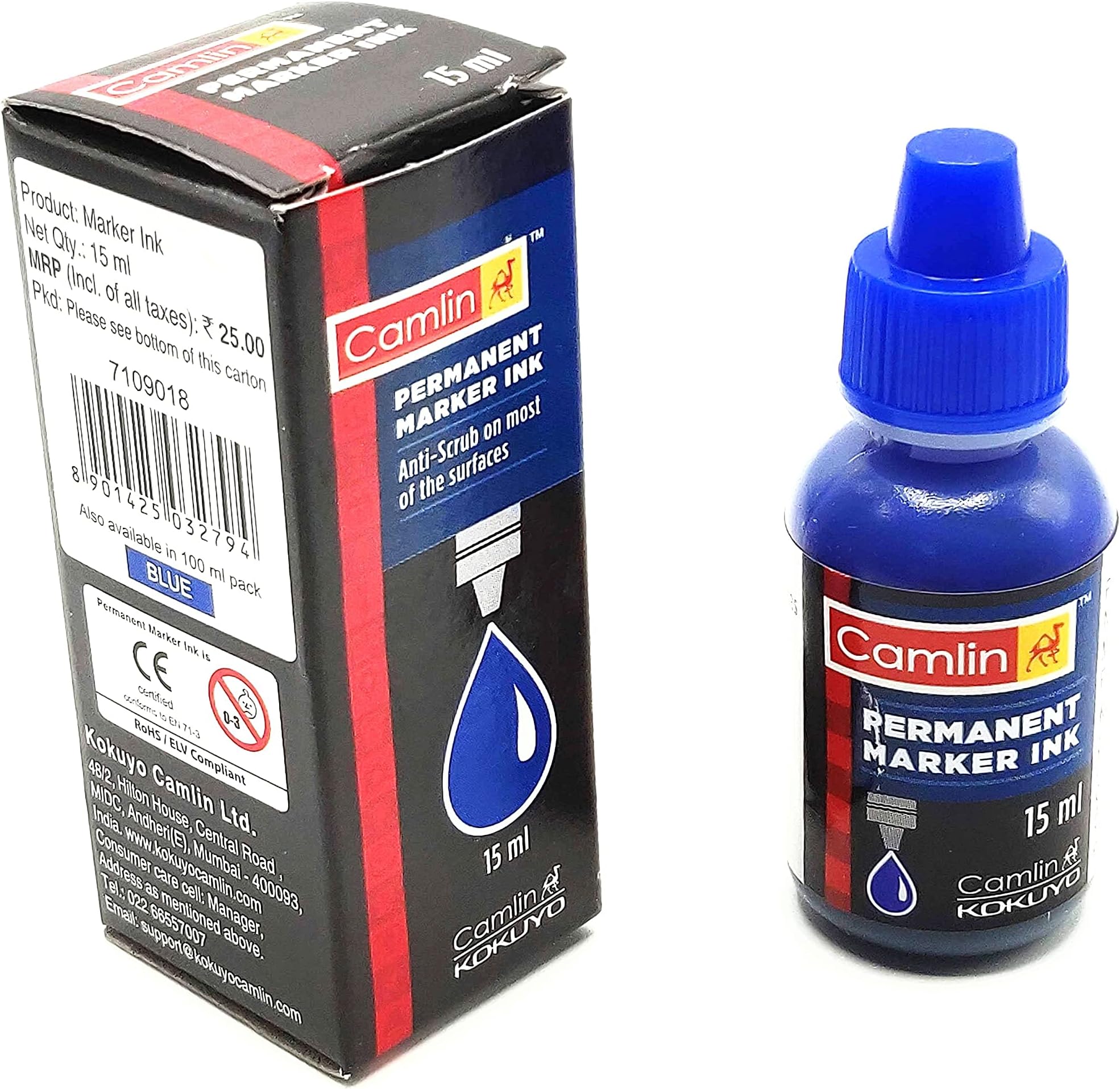 Camlin Kokuyo Permanent Marker Ink - 100ml, Blue : Amazon.in: Office ...