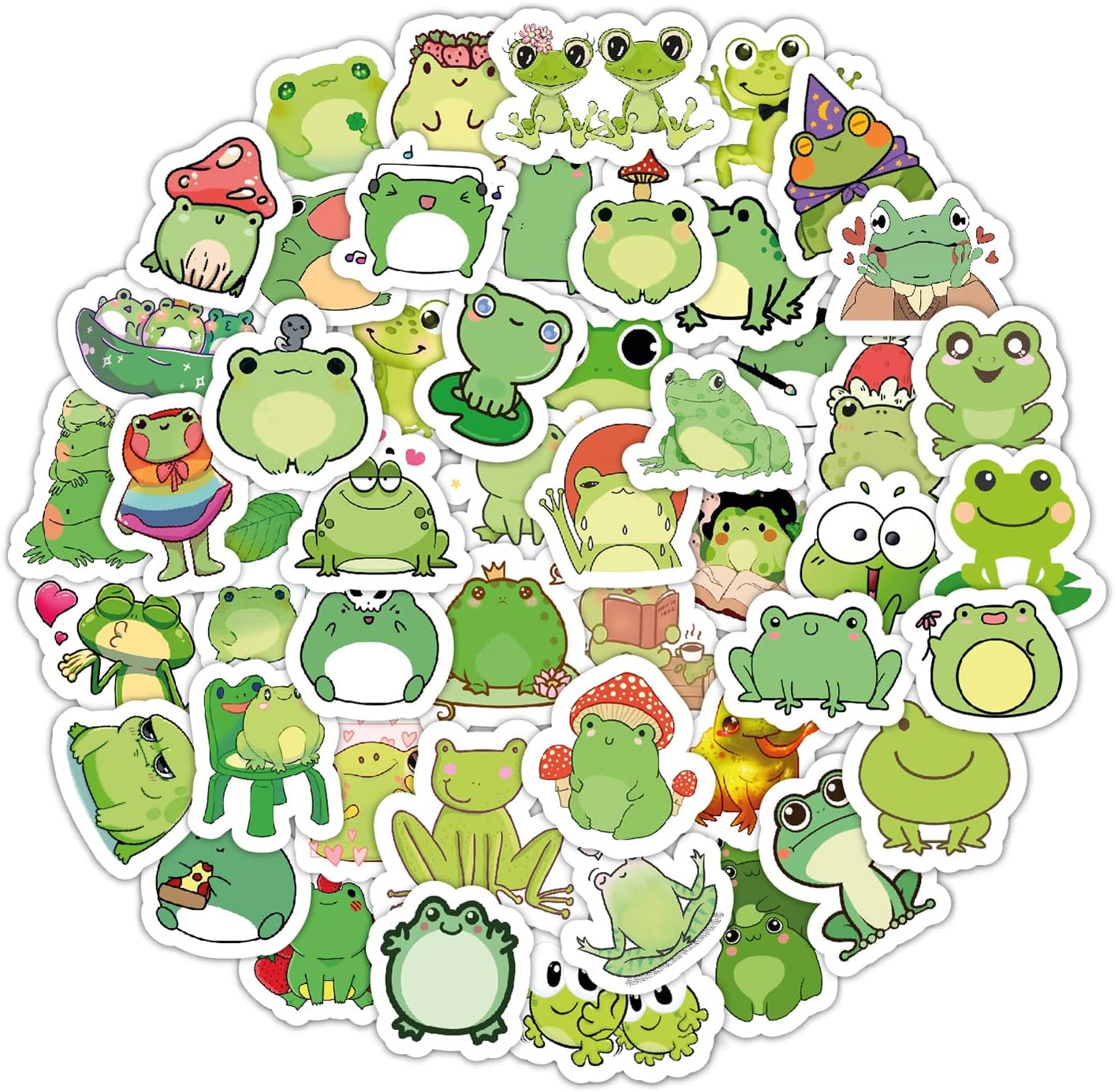 Amazon.com: 100PCS Cute Frog Small Stickers, Funny Cartoon Animal ...