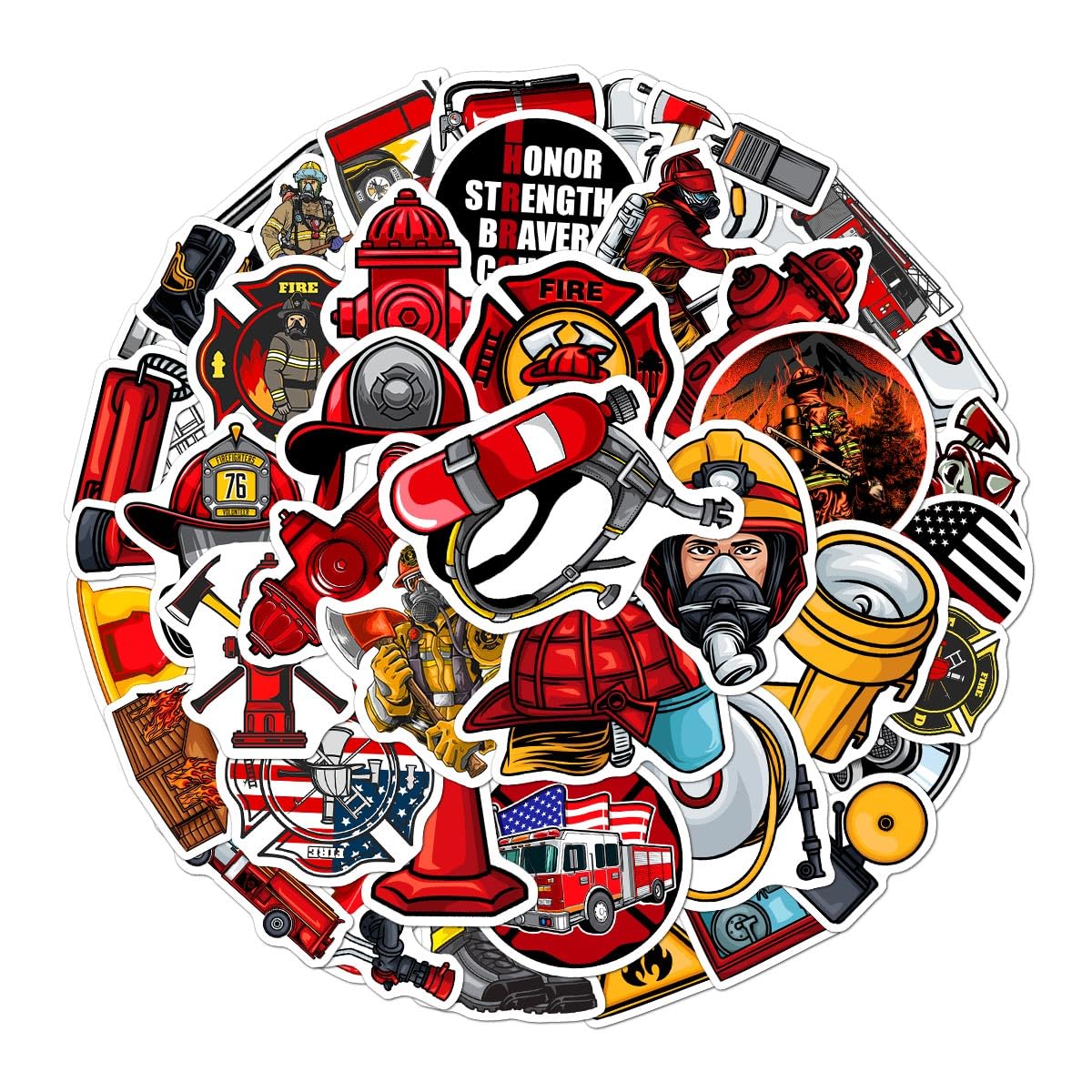 Amazon.com: Pack 50 Pcs Fireman Firefighter Stickers for Water Bottles ...