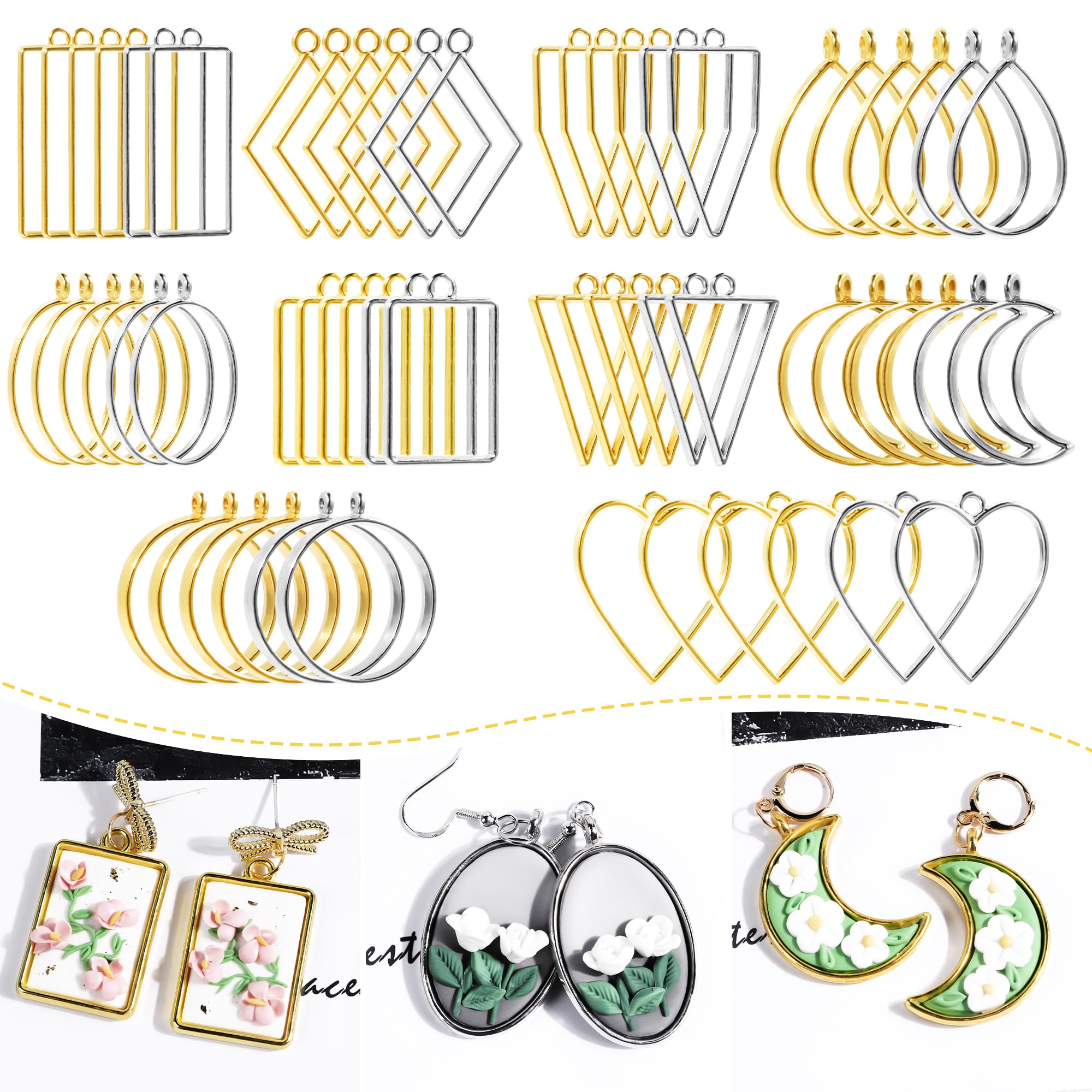 Amazon.com: Puocaon Bezels for Clay Jewelry Making - Frame Pendants for ...