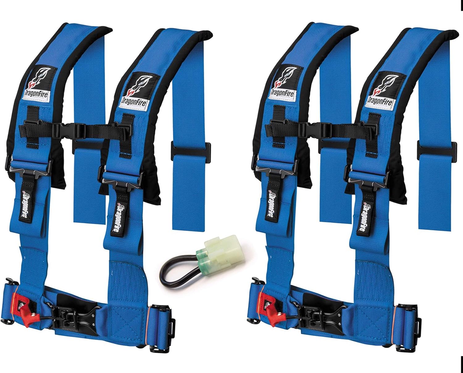 Amazon.com: Set of 2 Dragonfire Racing 4-Point Harness 3" Blue Harness ...