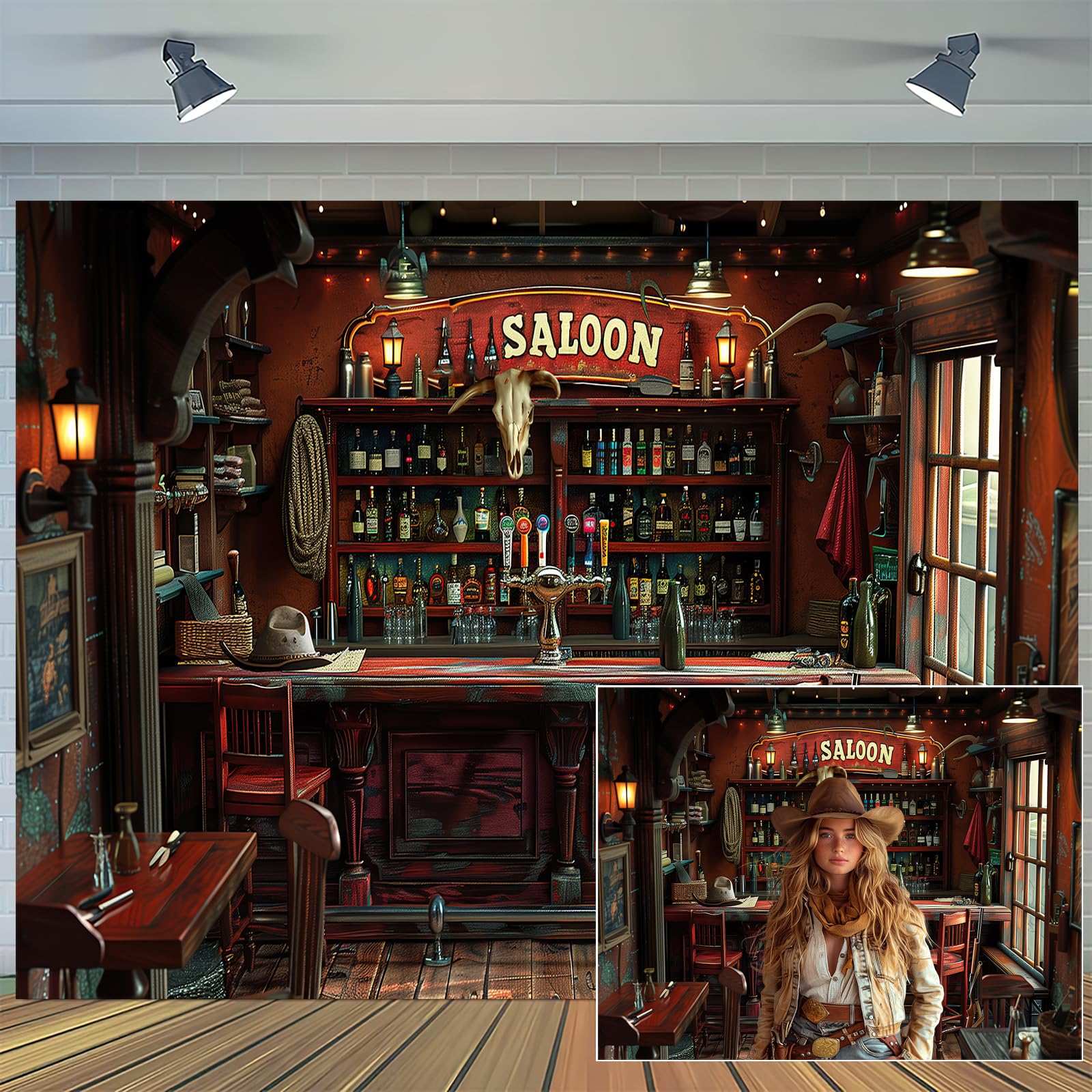 Amazon.com : 10x8ft Western Cowboy Bar Backdrops Nightclub Pub Bar ...