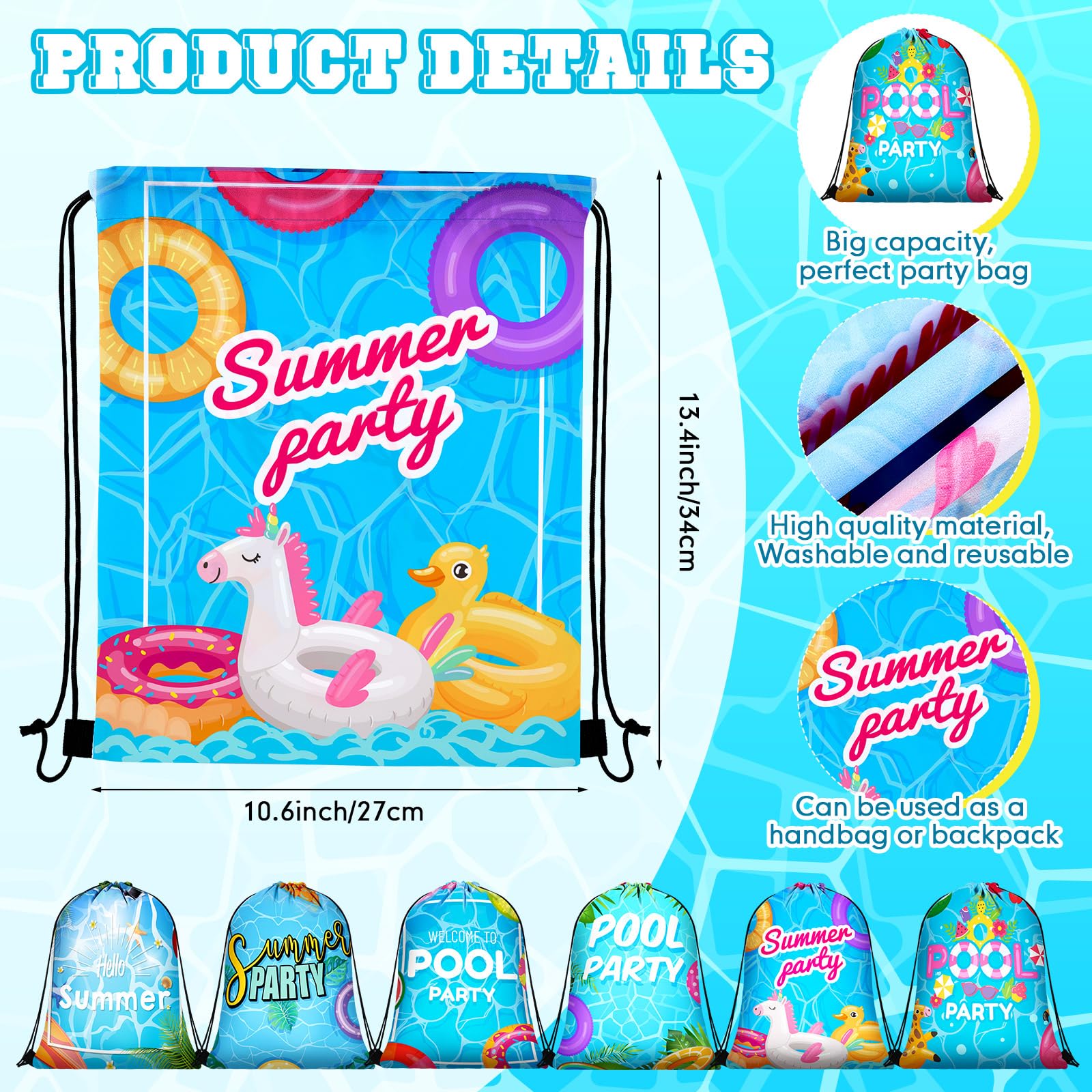 Snapklik.com : 6 Sets Pool Party Favors Swimming Goggle & Swim Cap ...